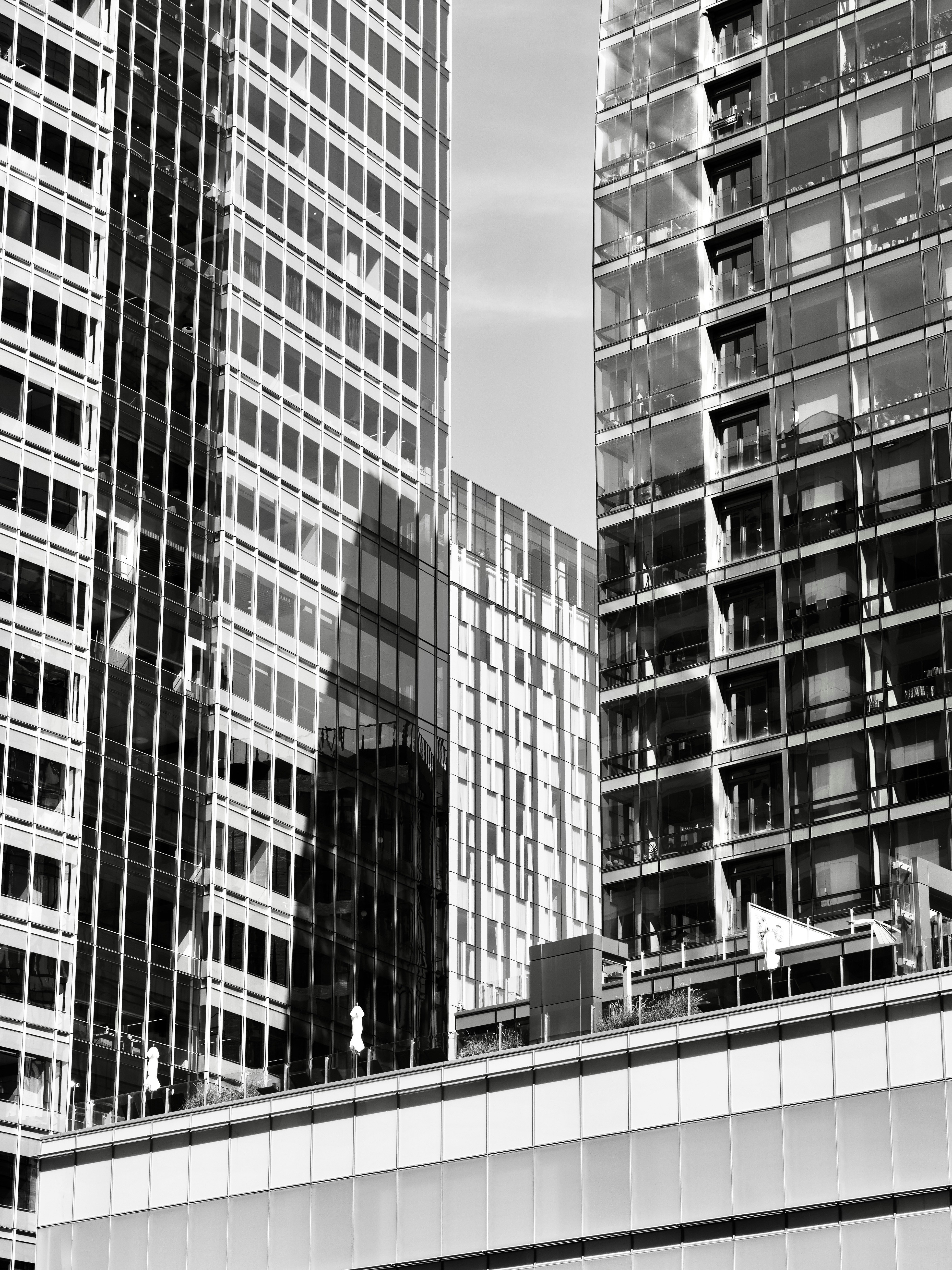 Glass and Steel Facades: Urban Geometry in Monochrome