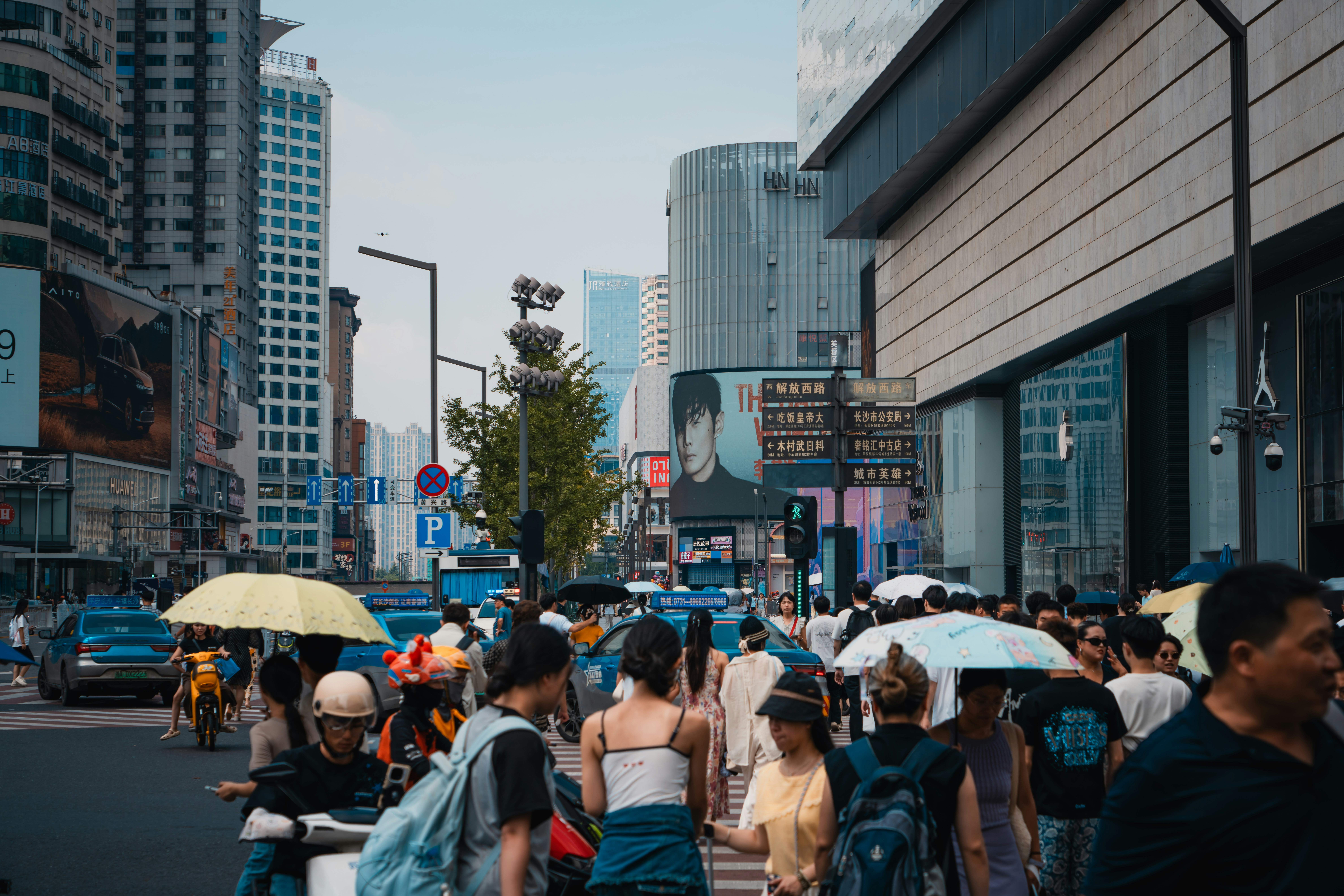 Crowd Convergence at a Bustling Urban Crossing
