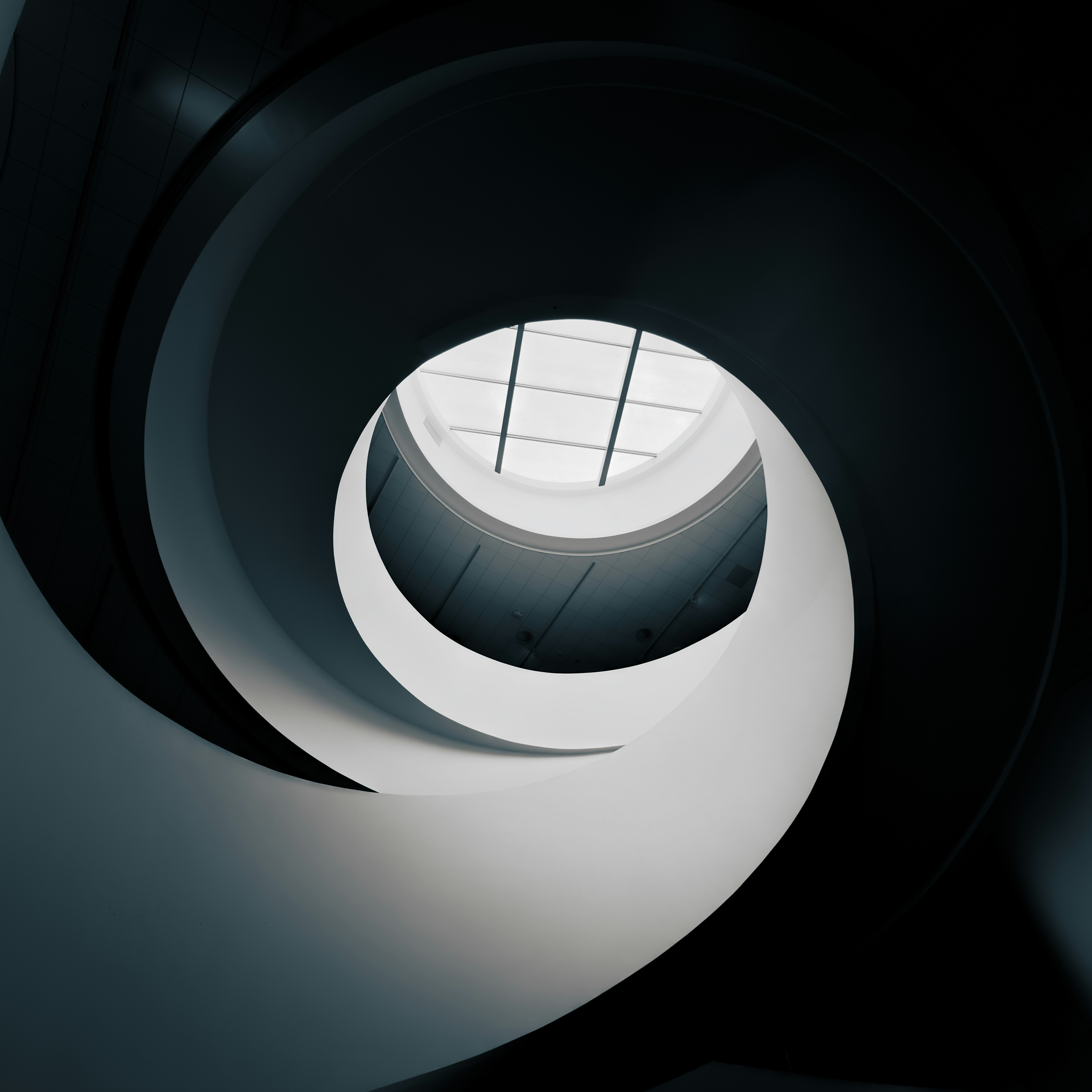 Spiral Skyward: Abstract Staircase to Light