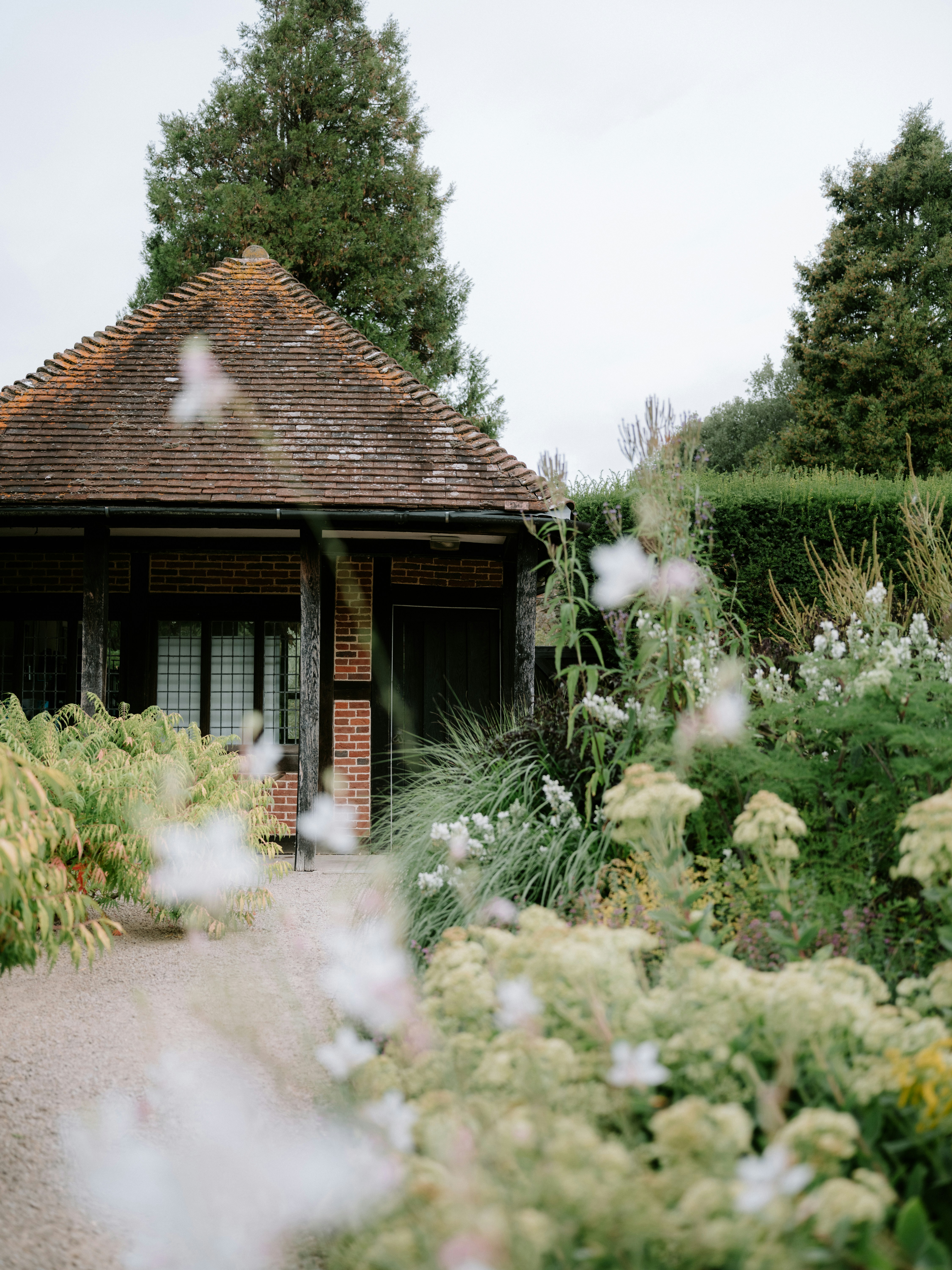 Cottage Front in Blooming Garden