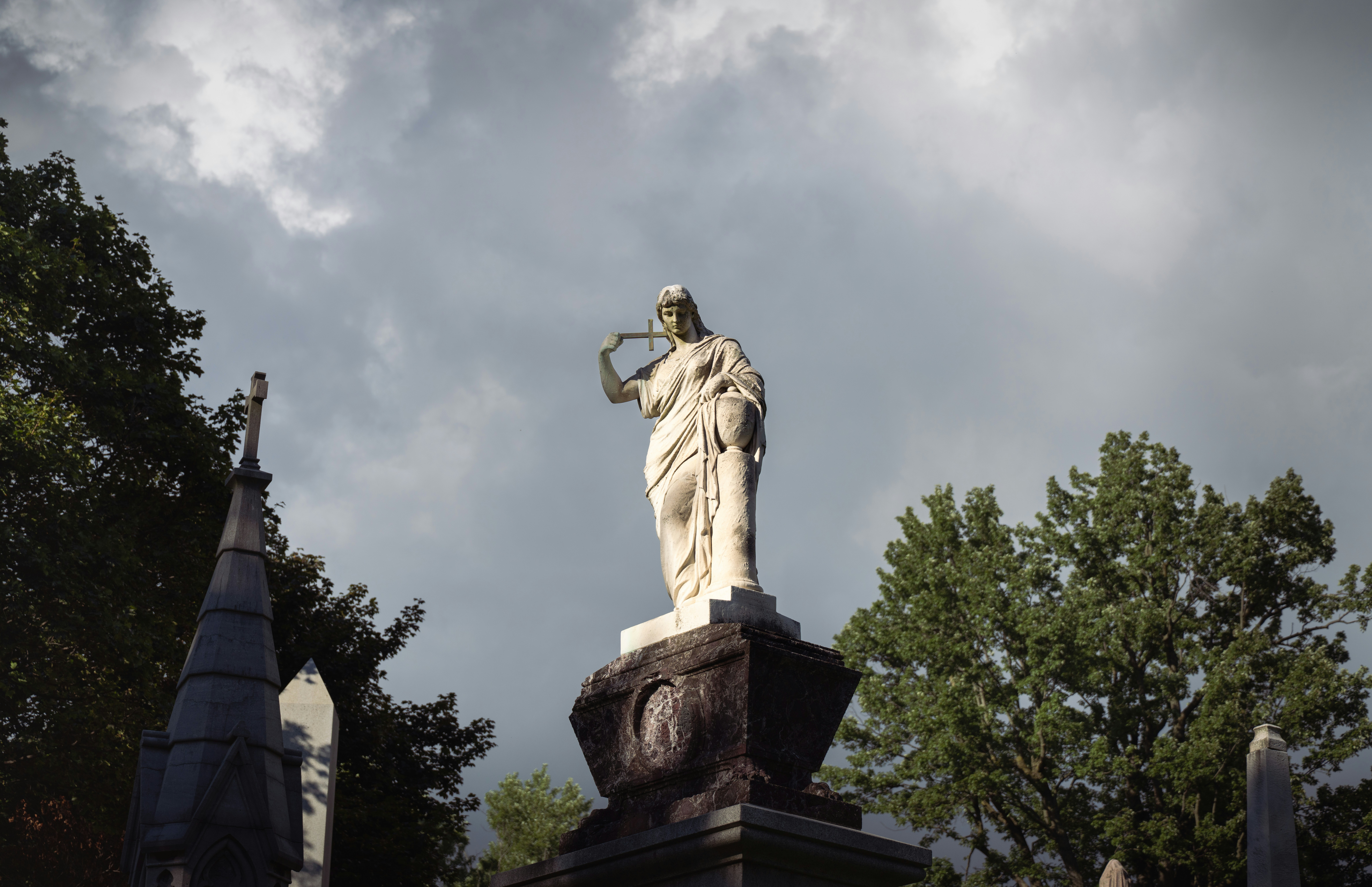 Statue at the Gate: A Quiet Monument Rising Above the Trees