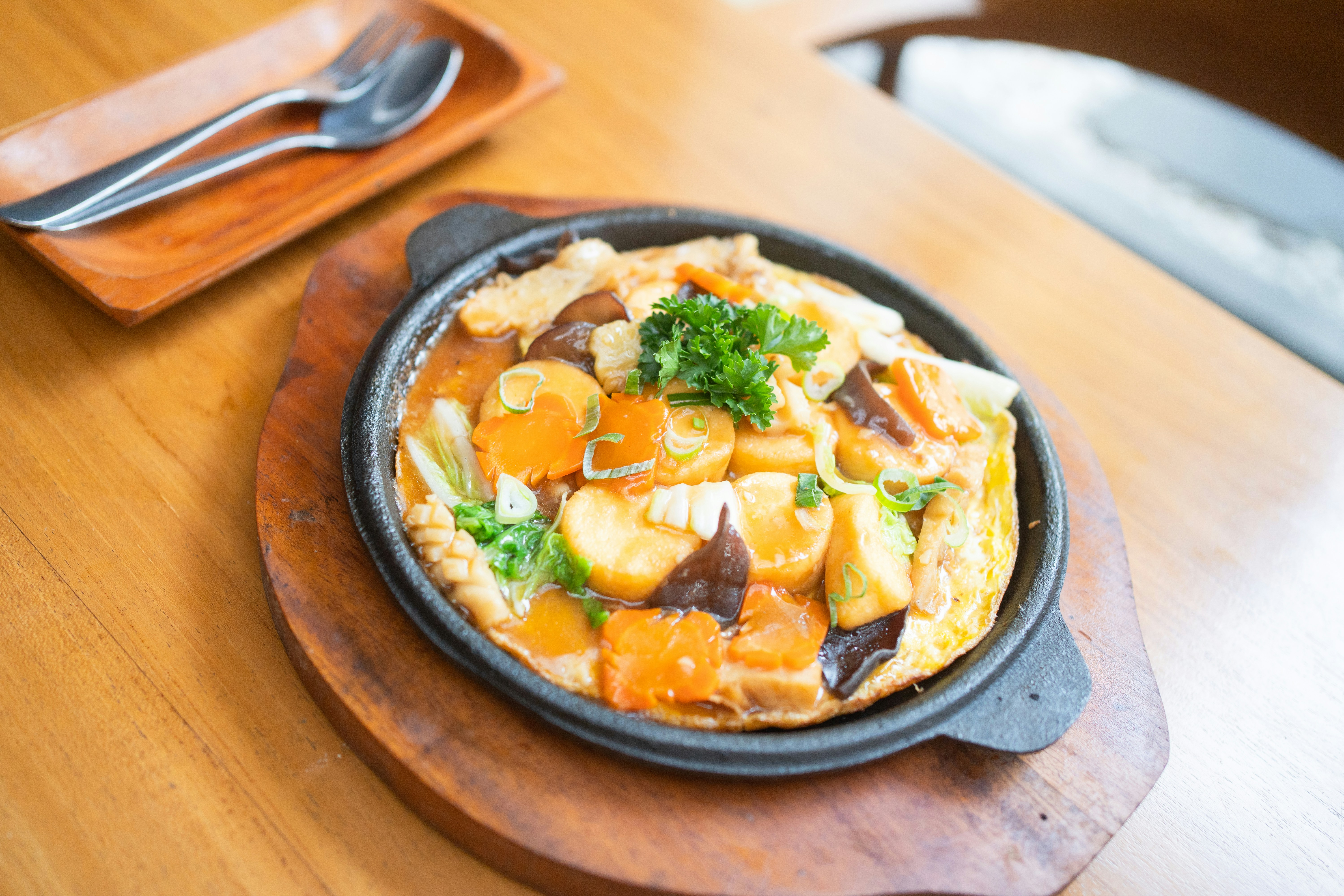 Cast-Iron Veggie Tart Shimmering with Orange and Greens