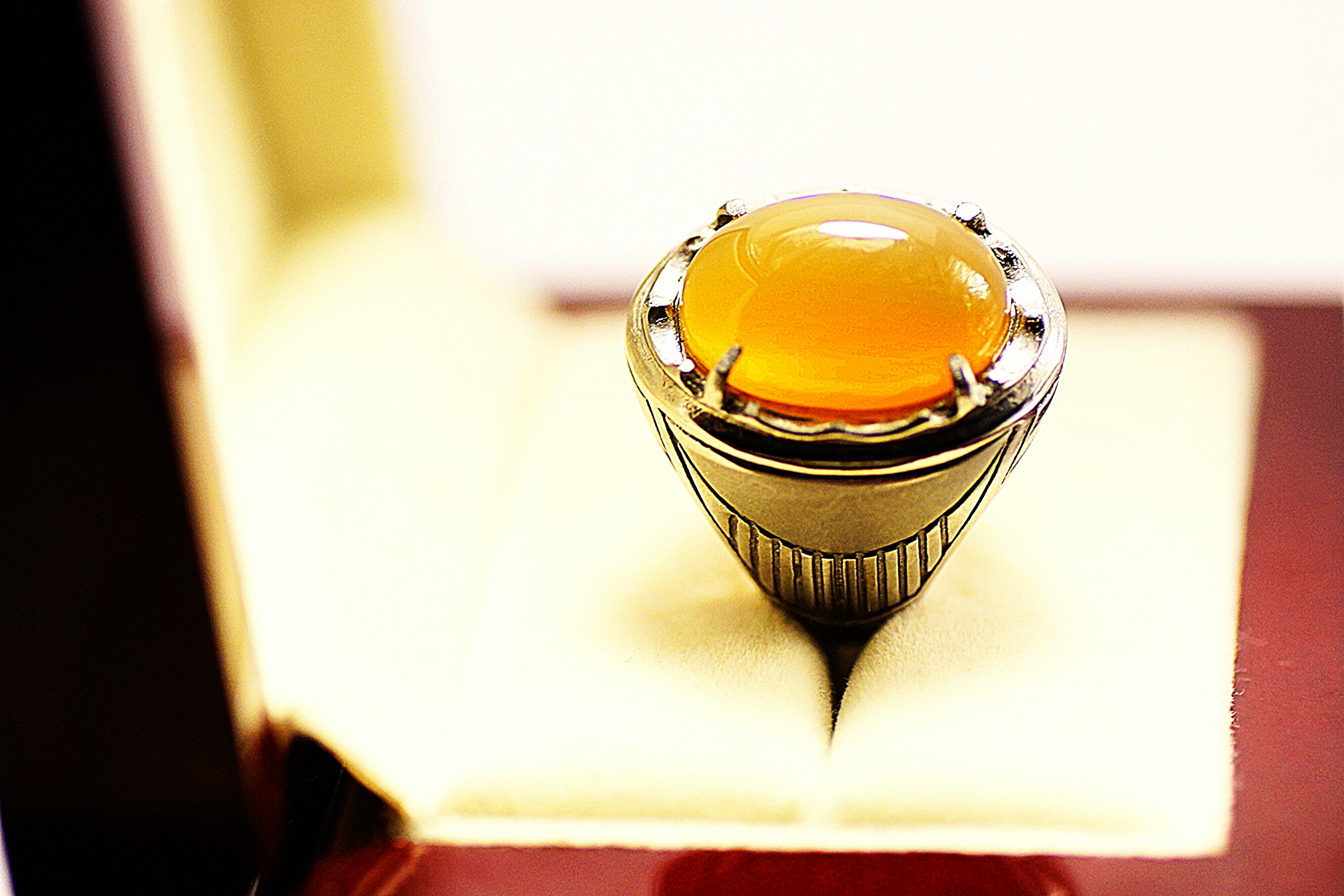 Amber Gem in a Velvet Spotlight