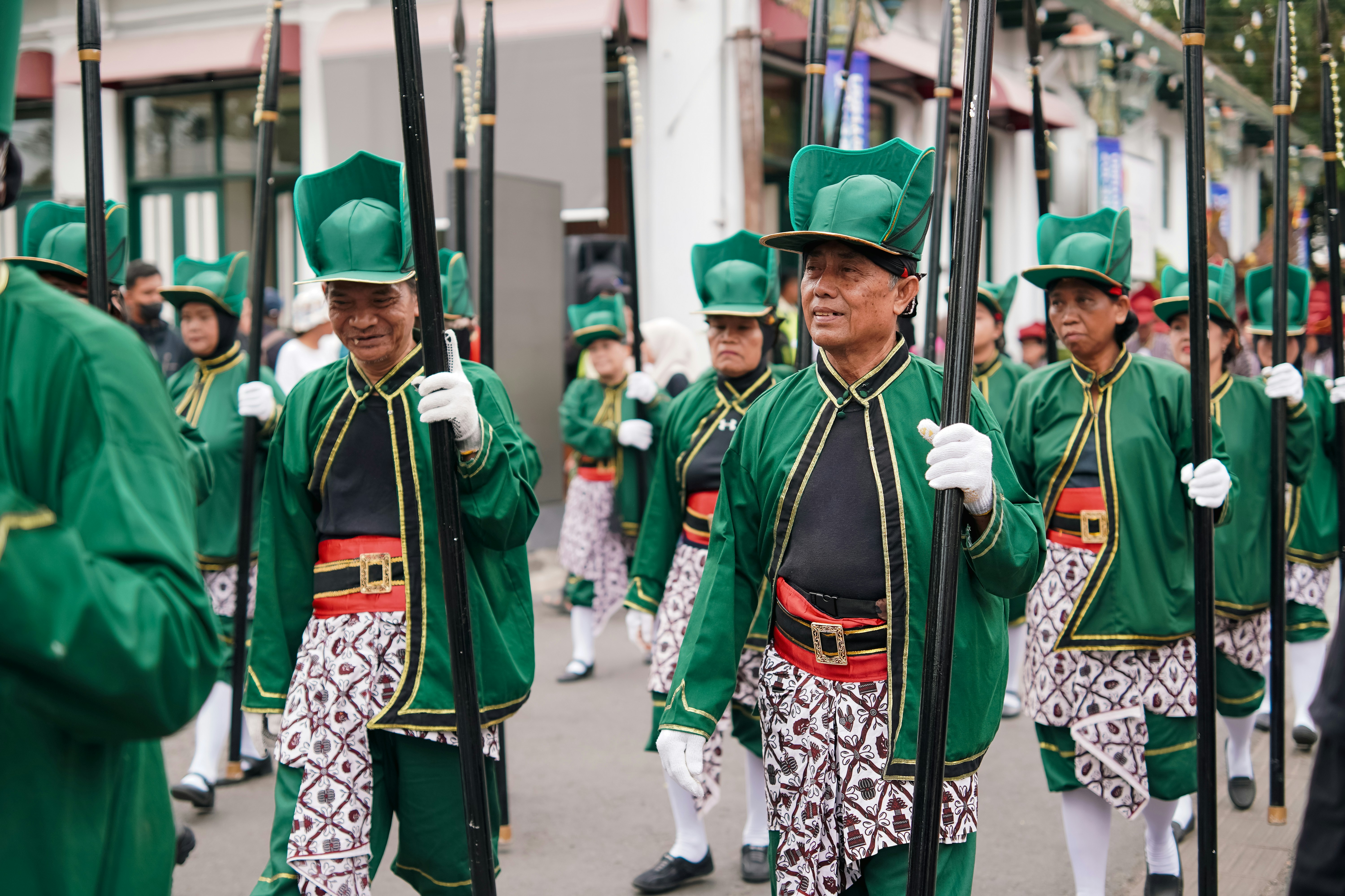Emerald Parade: Uniformed Drummers in a Street Procession