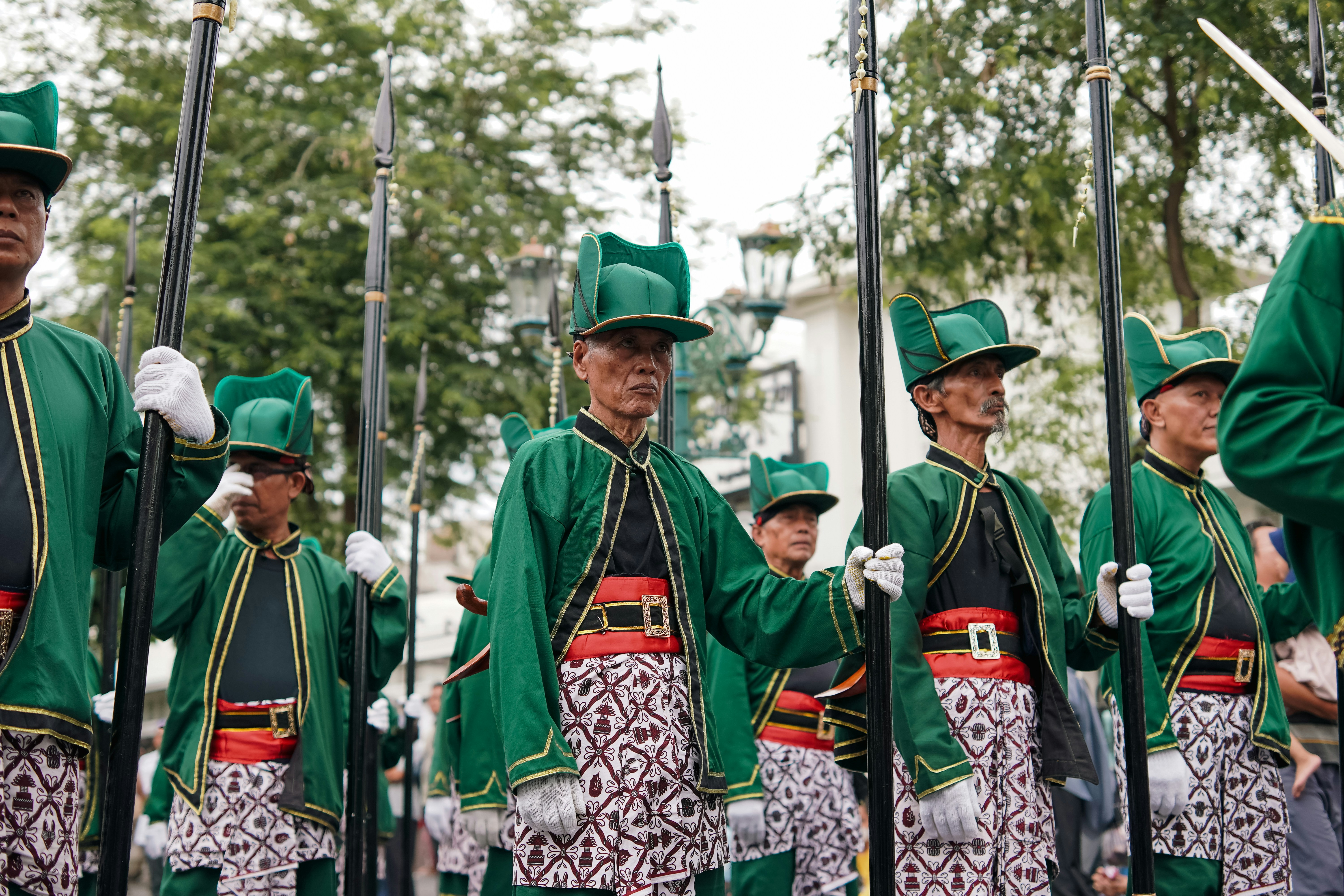 Emerald Guards at Attention: A Line of Ceremonial Riflers