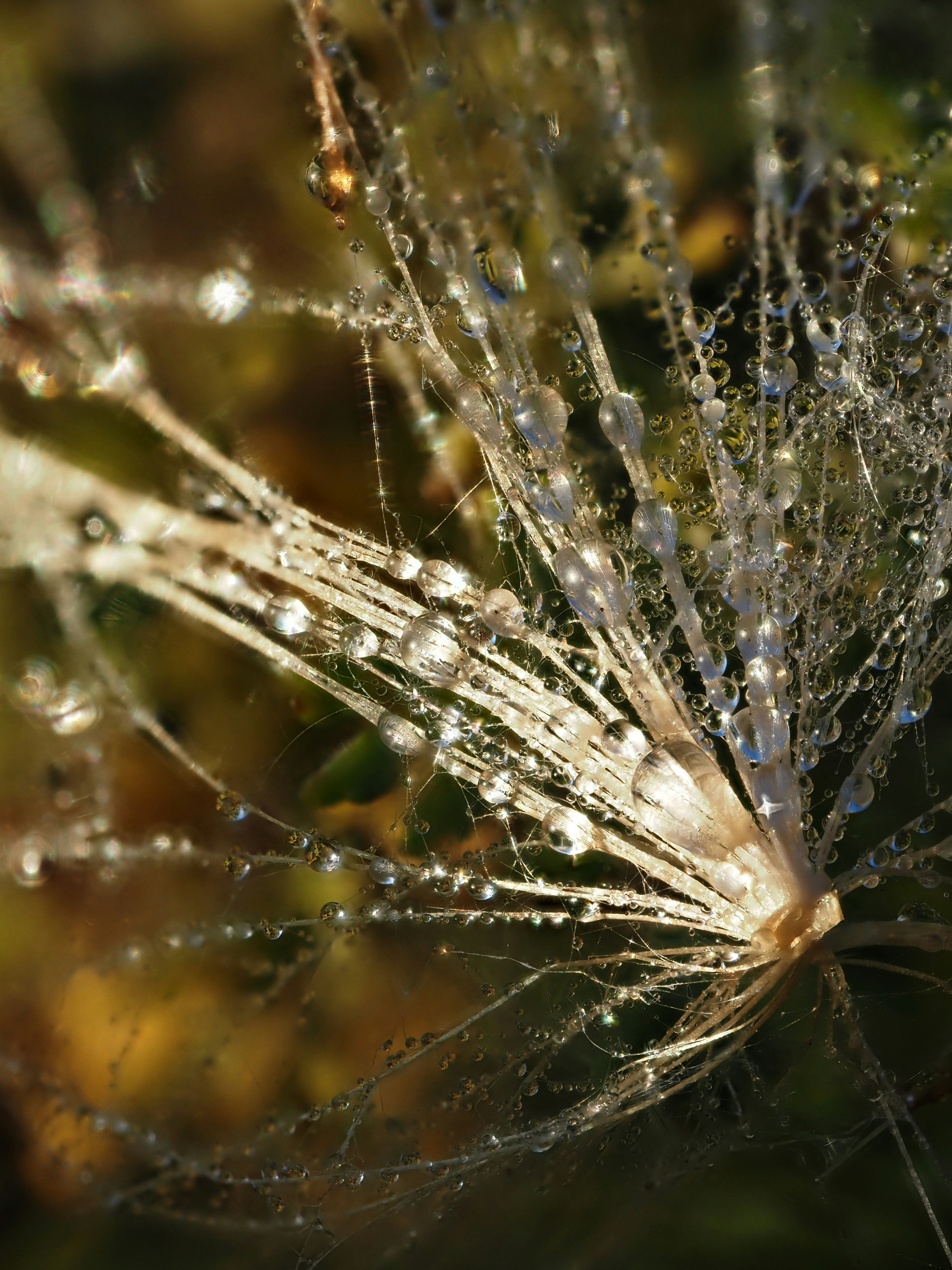 Dew-kissed Spindle: a macro portrait of a spider-anchored seed dismissed by sunlight
