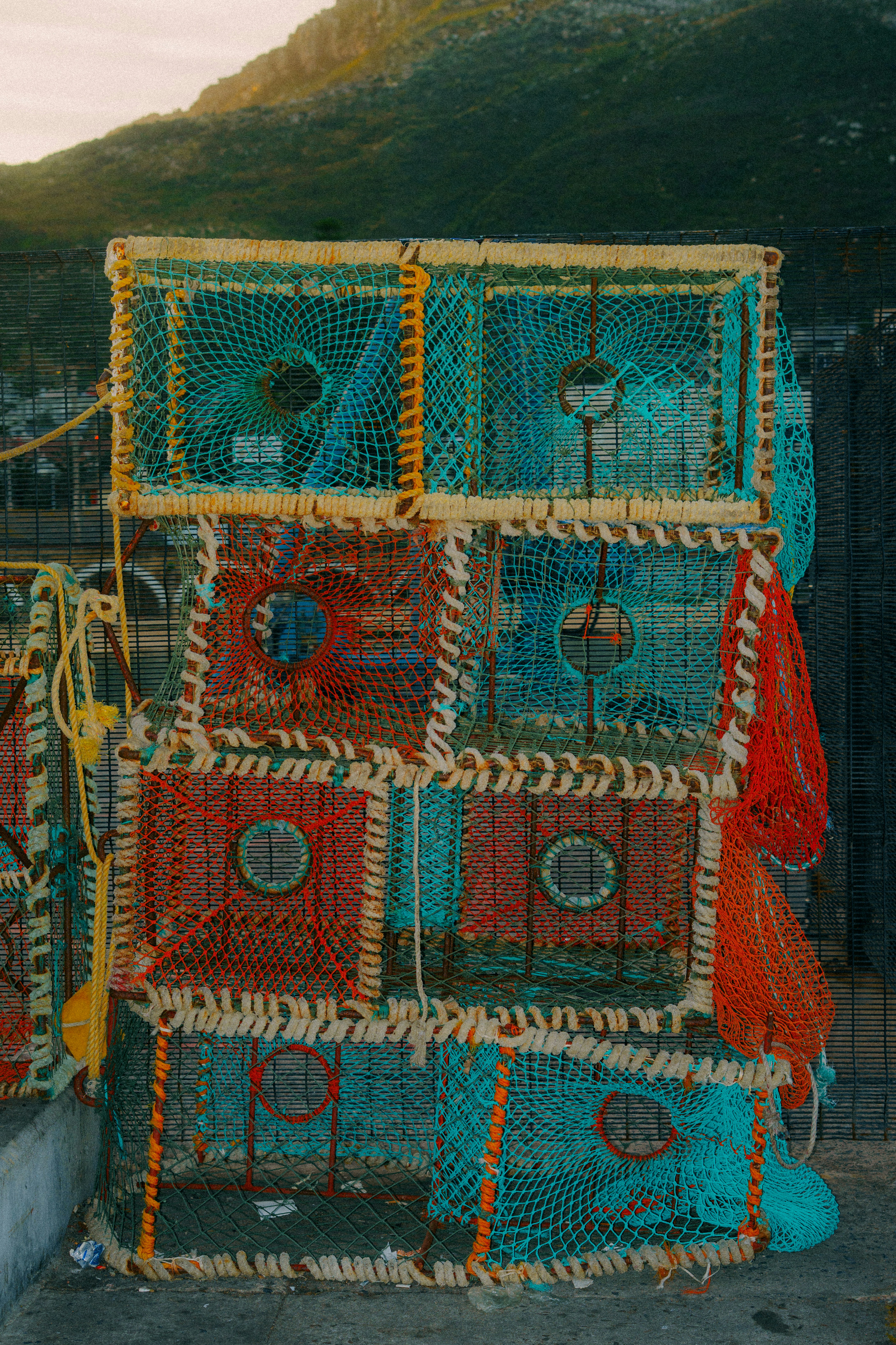 Colorful Crab Pot Stack at the Wharf