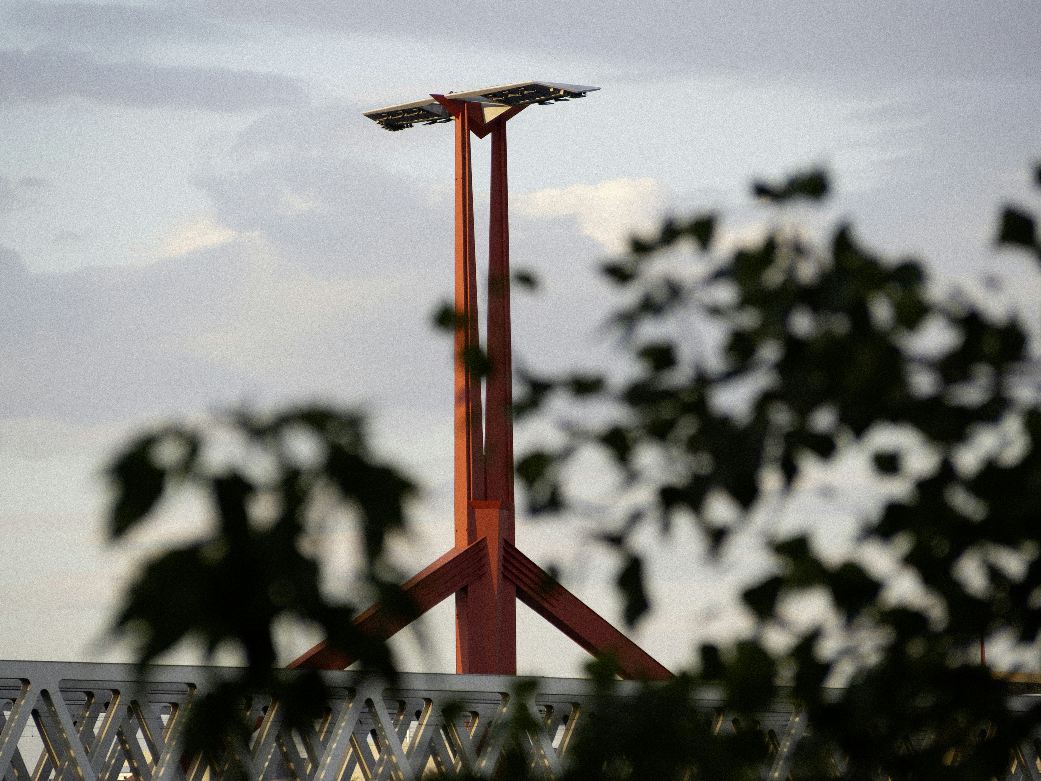 Red Architectural Spine Reaching Skyward