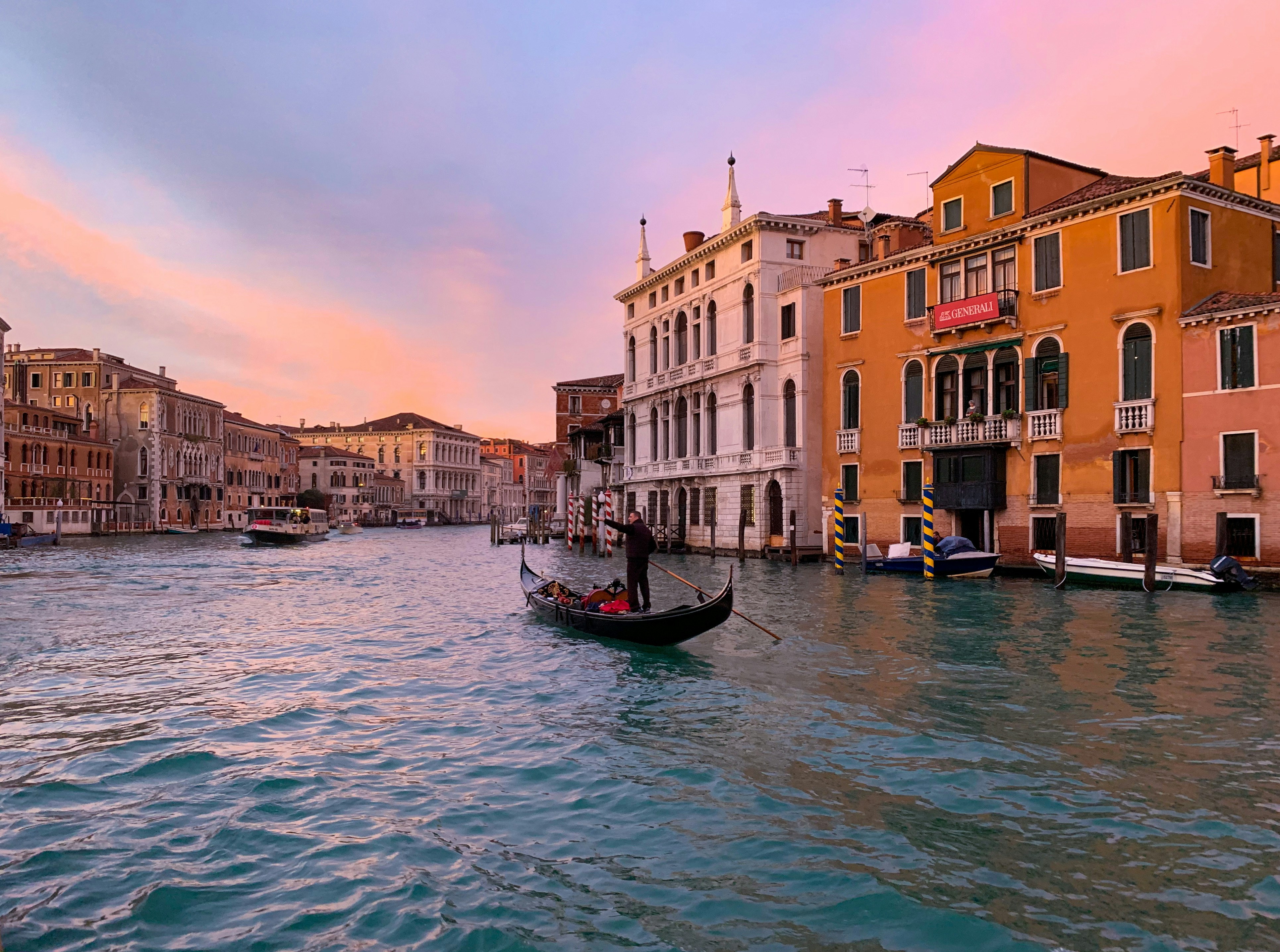 Sunset Over the Grand Canal: Gondola Passage Through Venetian Strokes