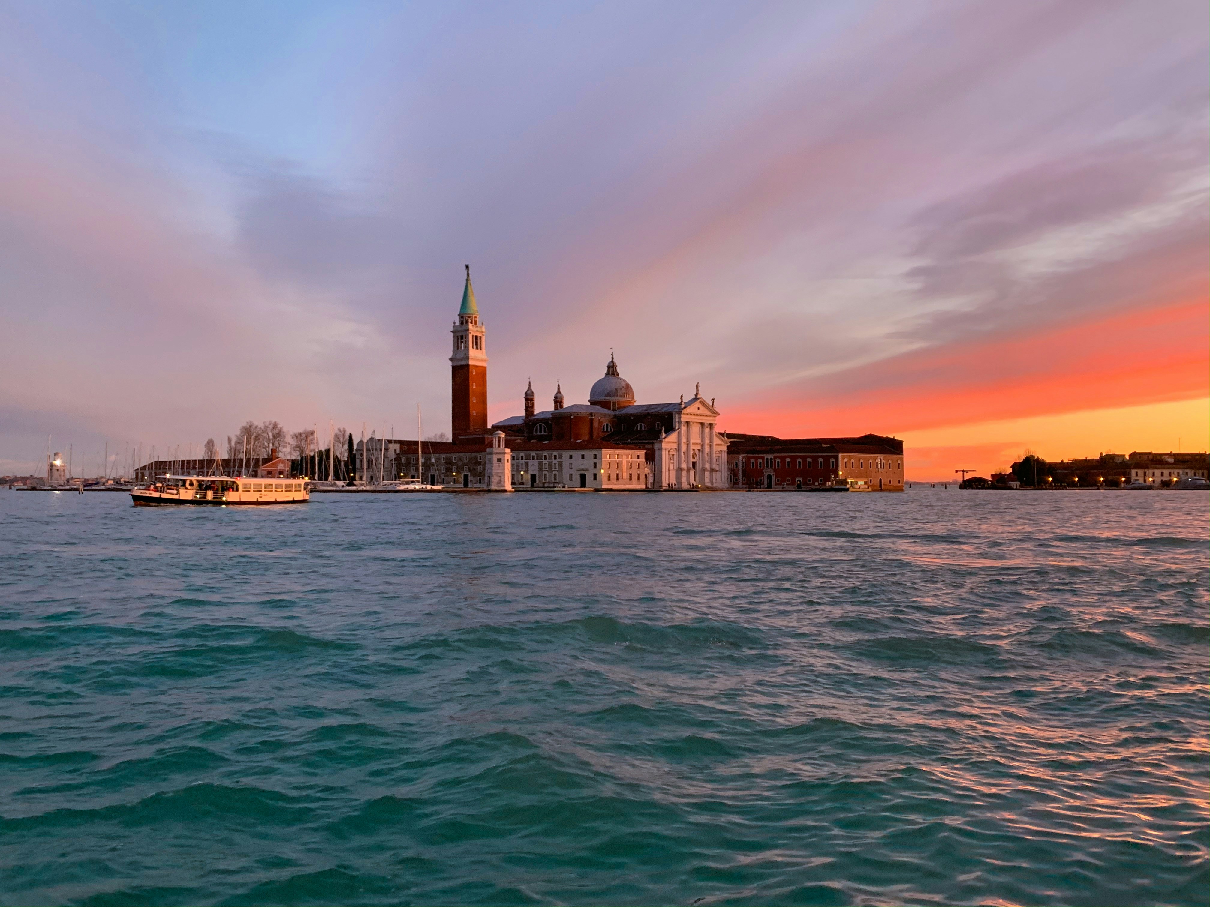 Sunset Over Venice: The Campanile and Basilica Silhouetted at Dusk