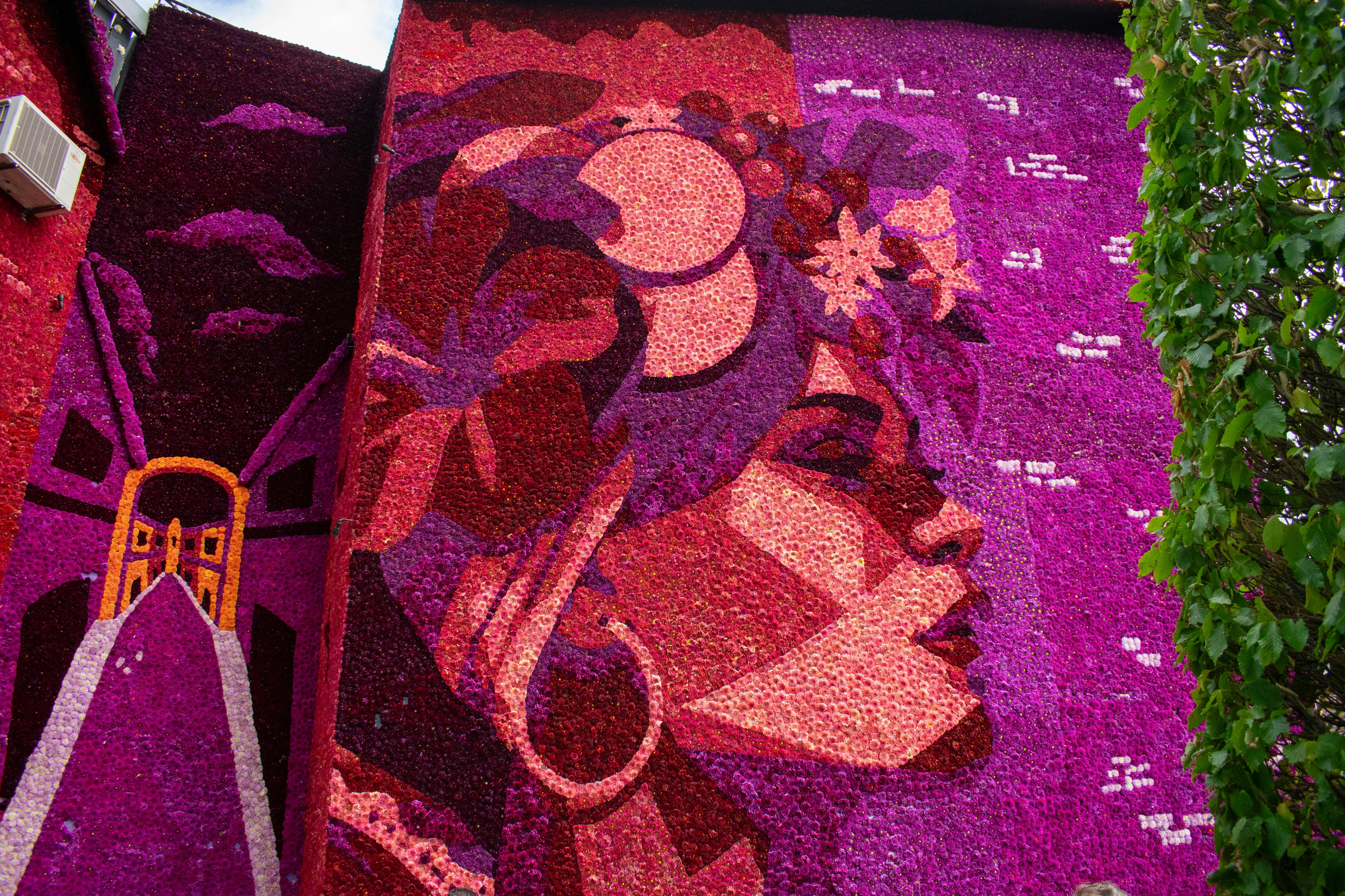 Vivid Portrait in Urban Mosaic: A Sunset of Purple Hues
