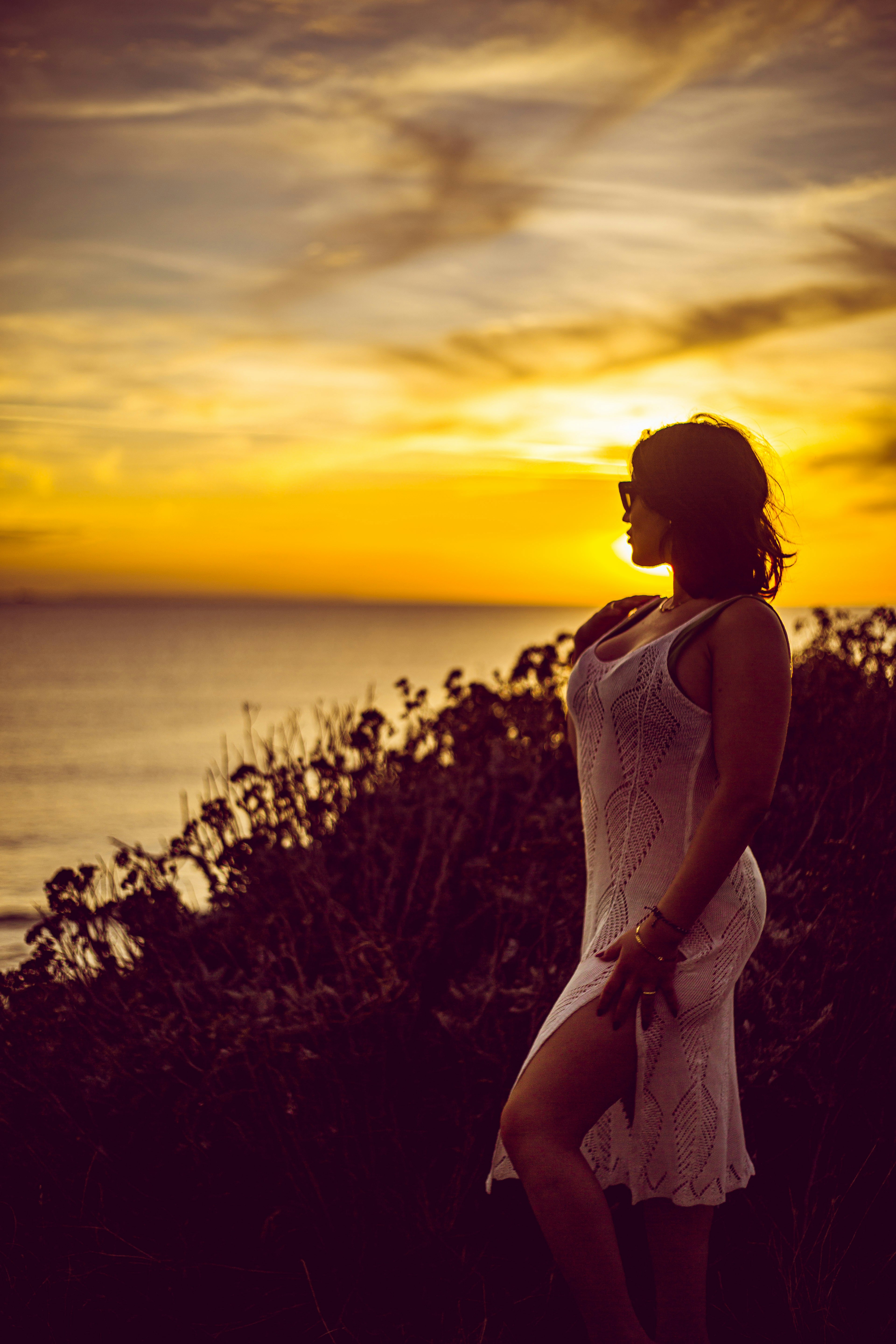 Sunset Silhouette in a Lace Dress