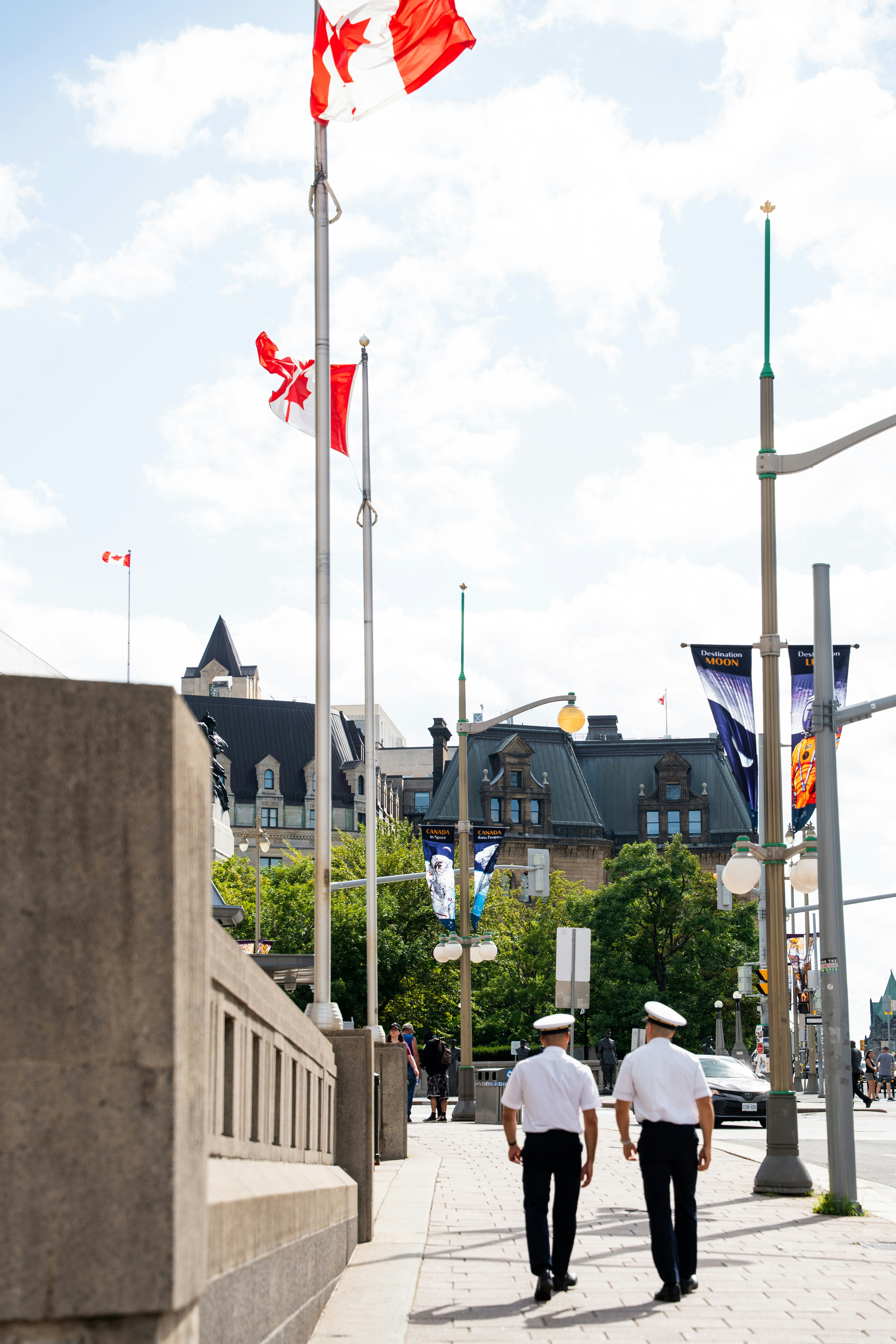 Two Officers on a Bright Ottawa Promenade