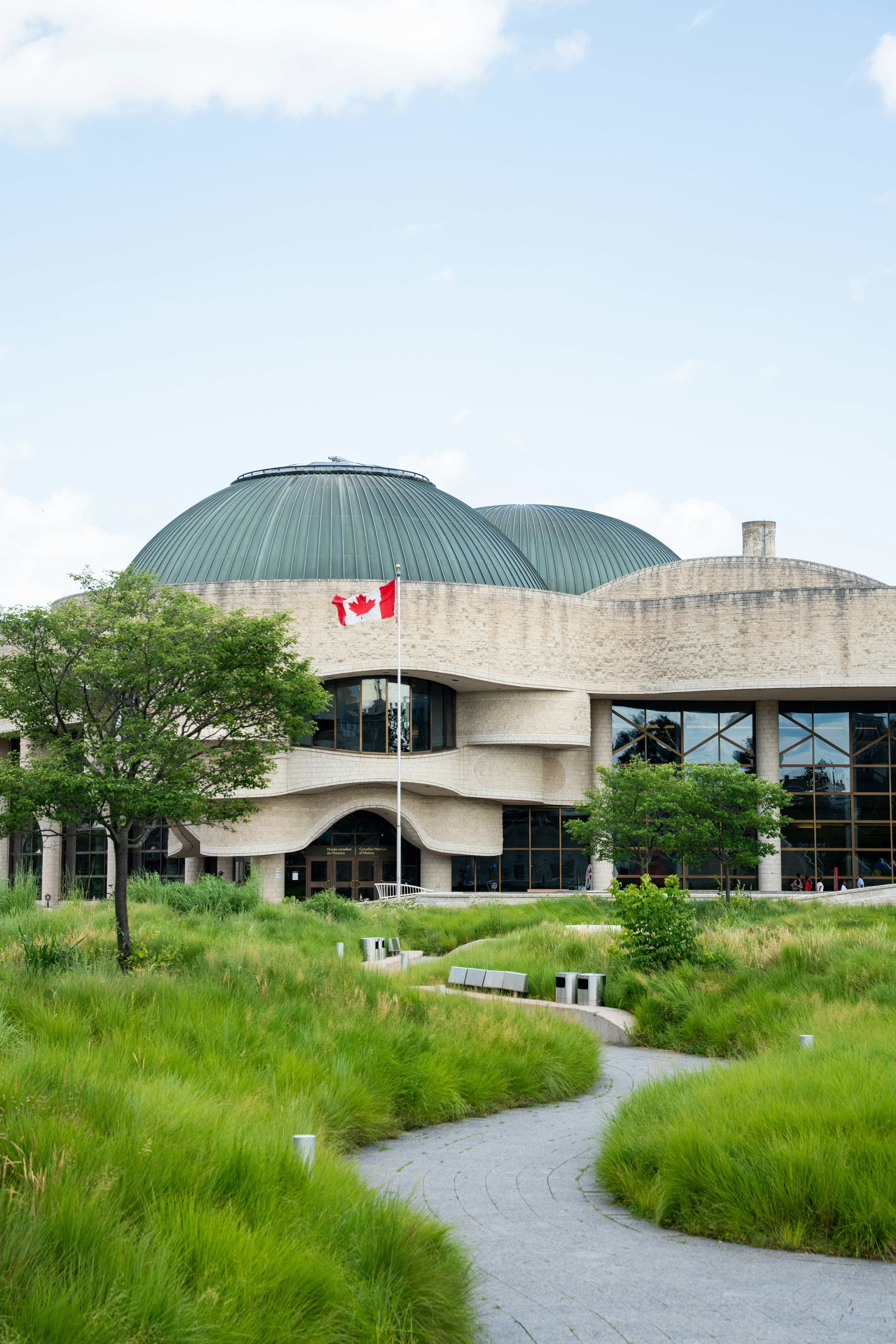 Canadian Museum of Civilization with Curving Architecture and Lush Path