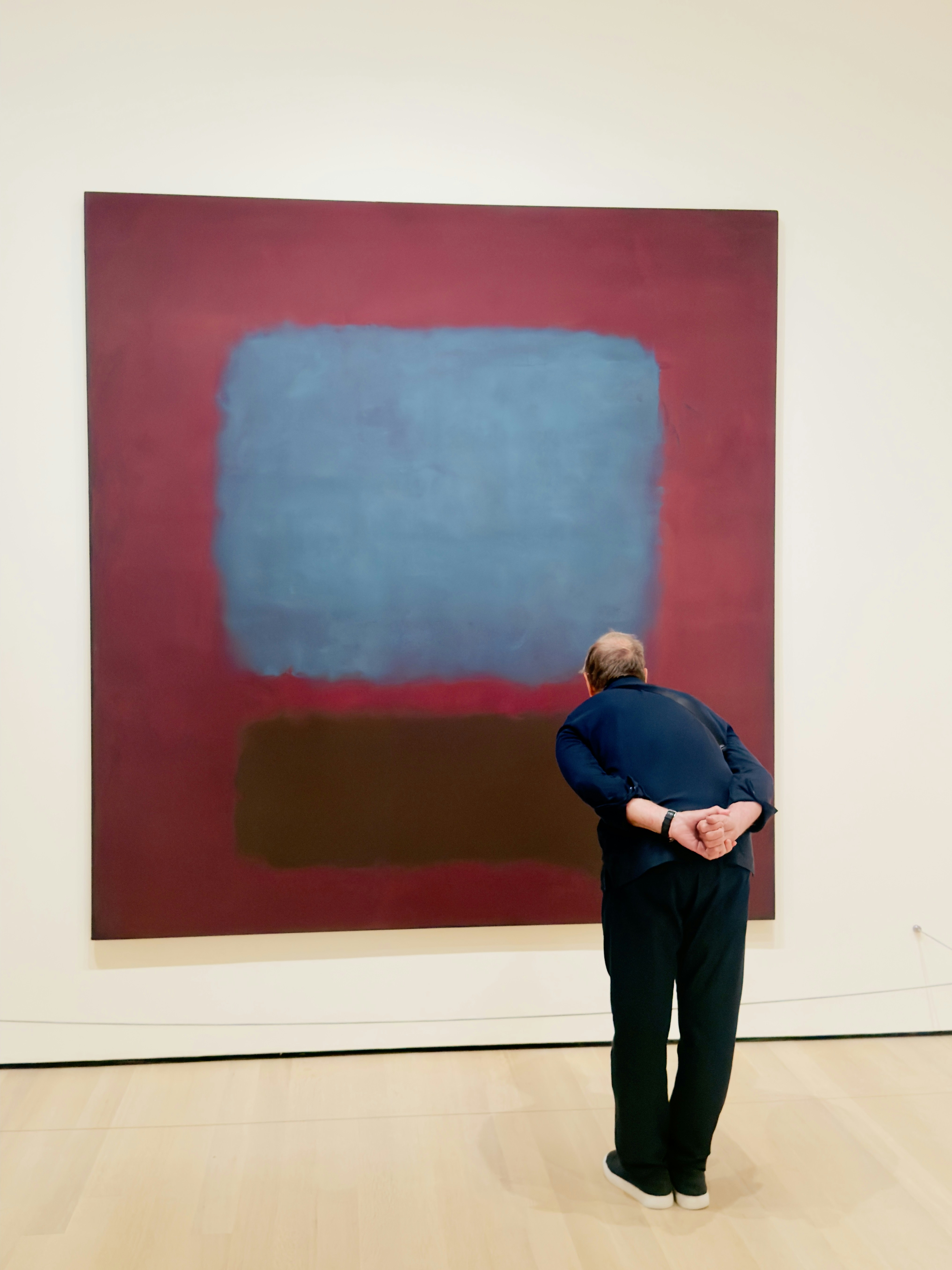 Passing Gaze: A Visitor Contemplates a Bold Square of Color