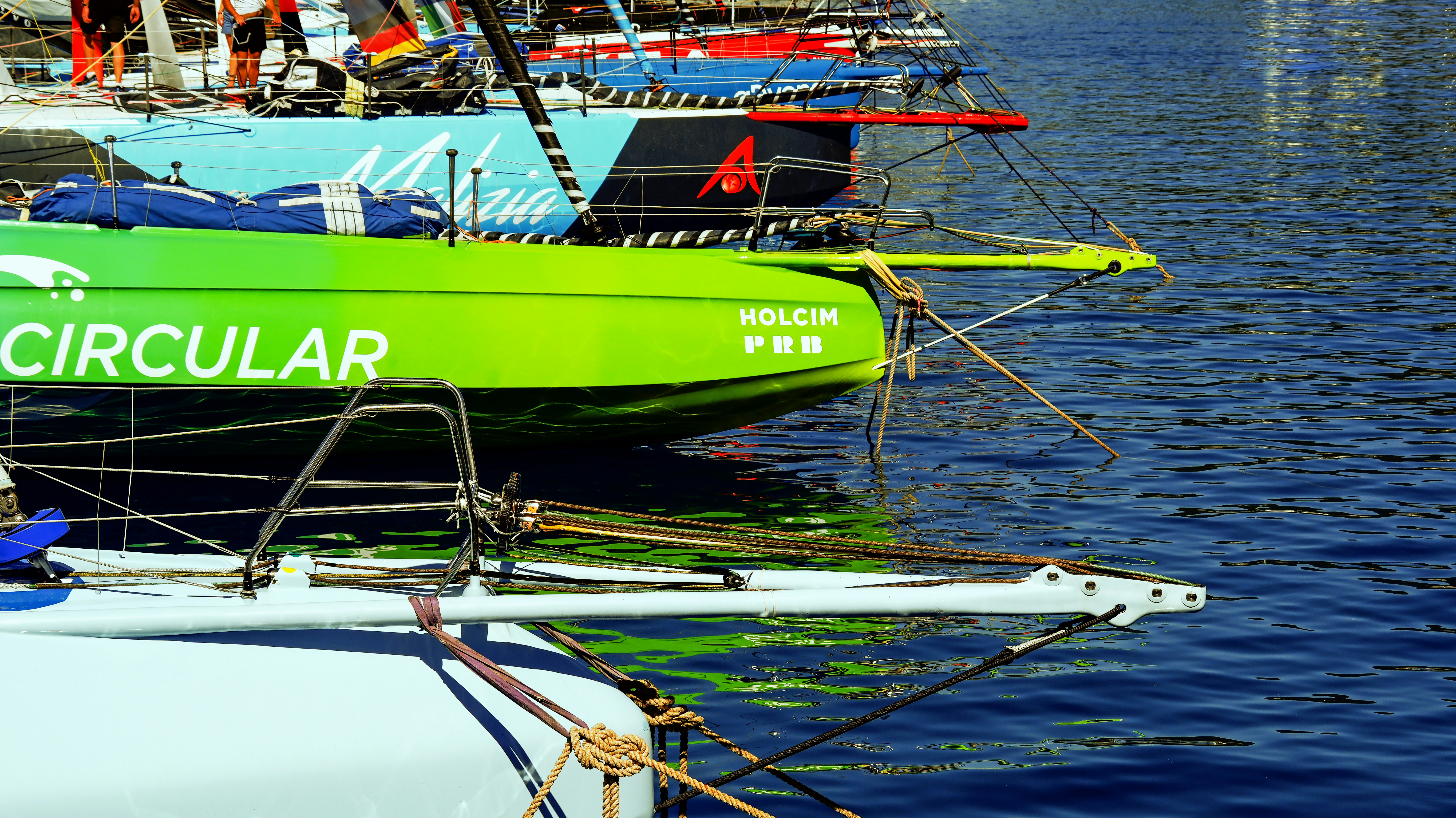 Vivid Dockyard: Lime Green Boat at Rest on Acheron Water