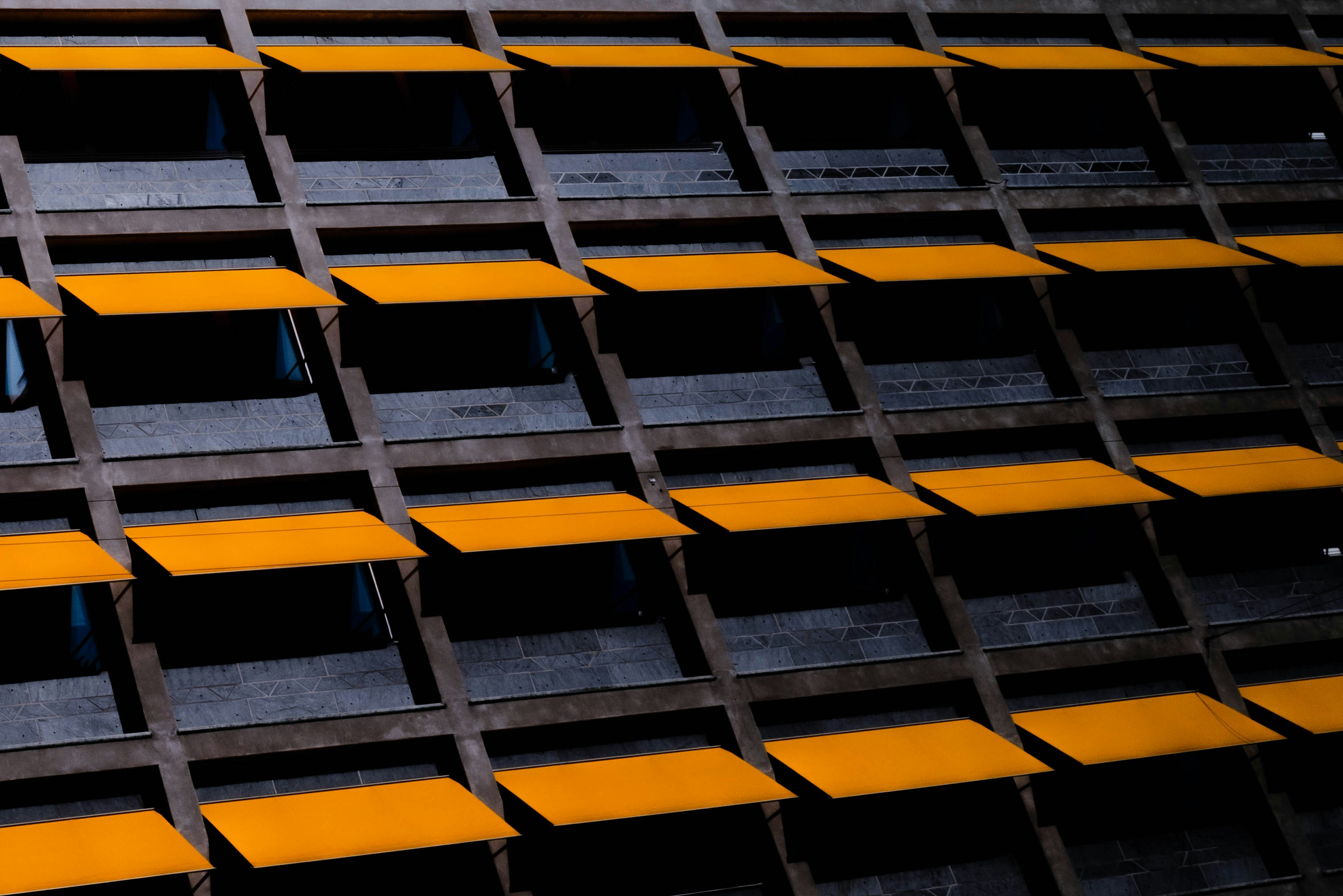 Orangish Lattice: A Grid of Sunlit Slats