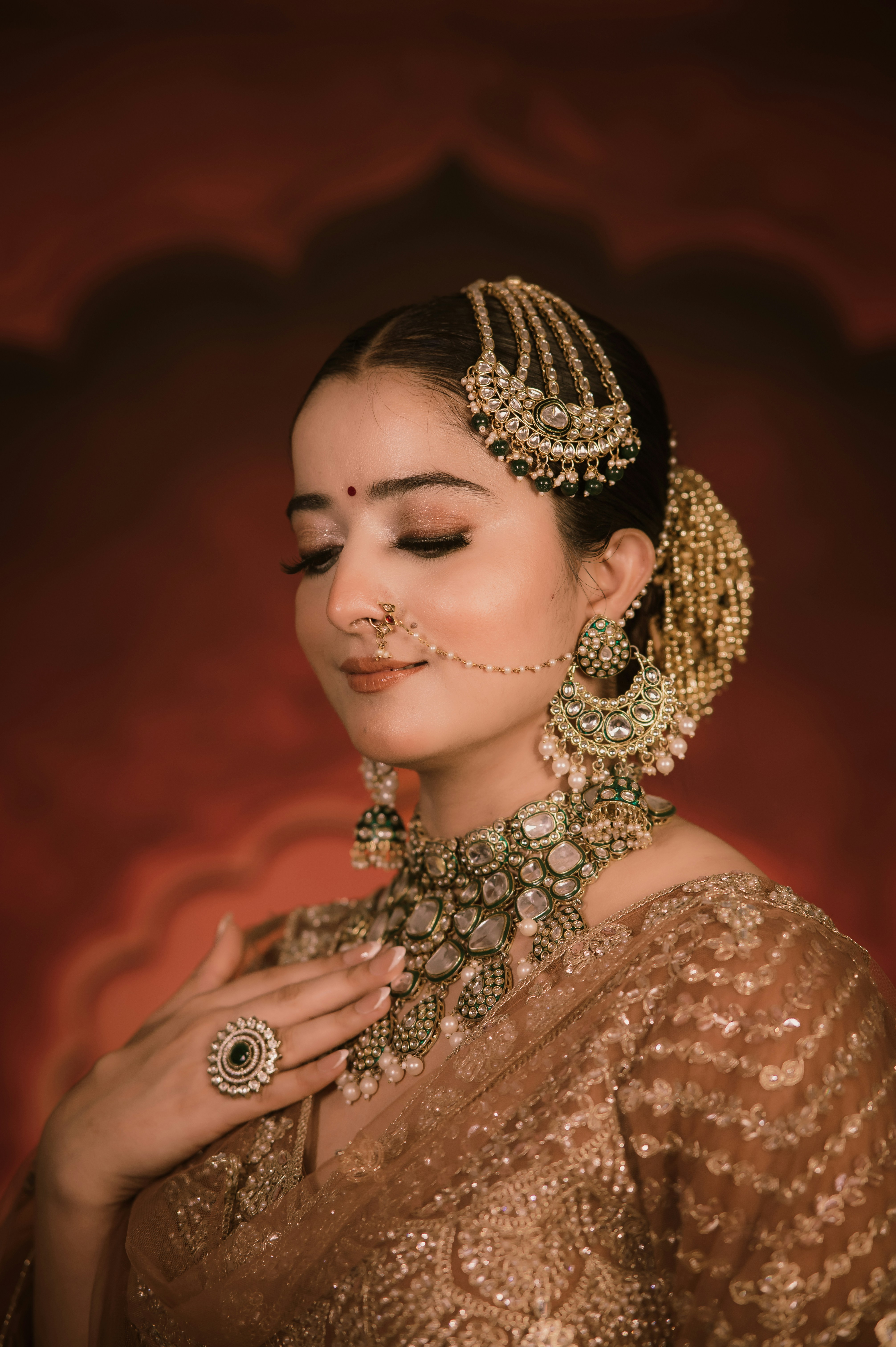 Ornate Reverie: Portrait of Grace in Jewelled Adornments