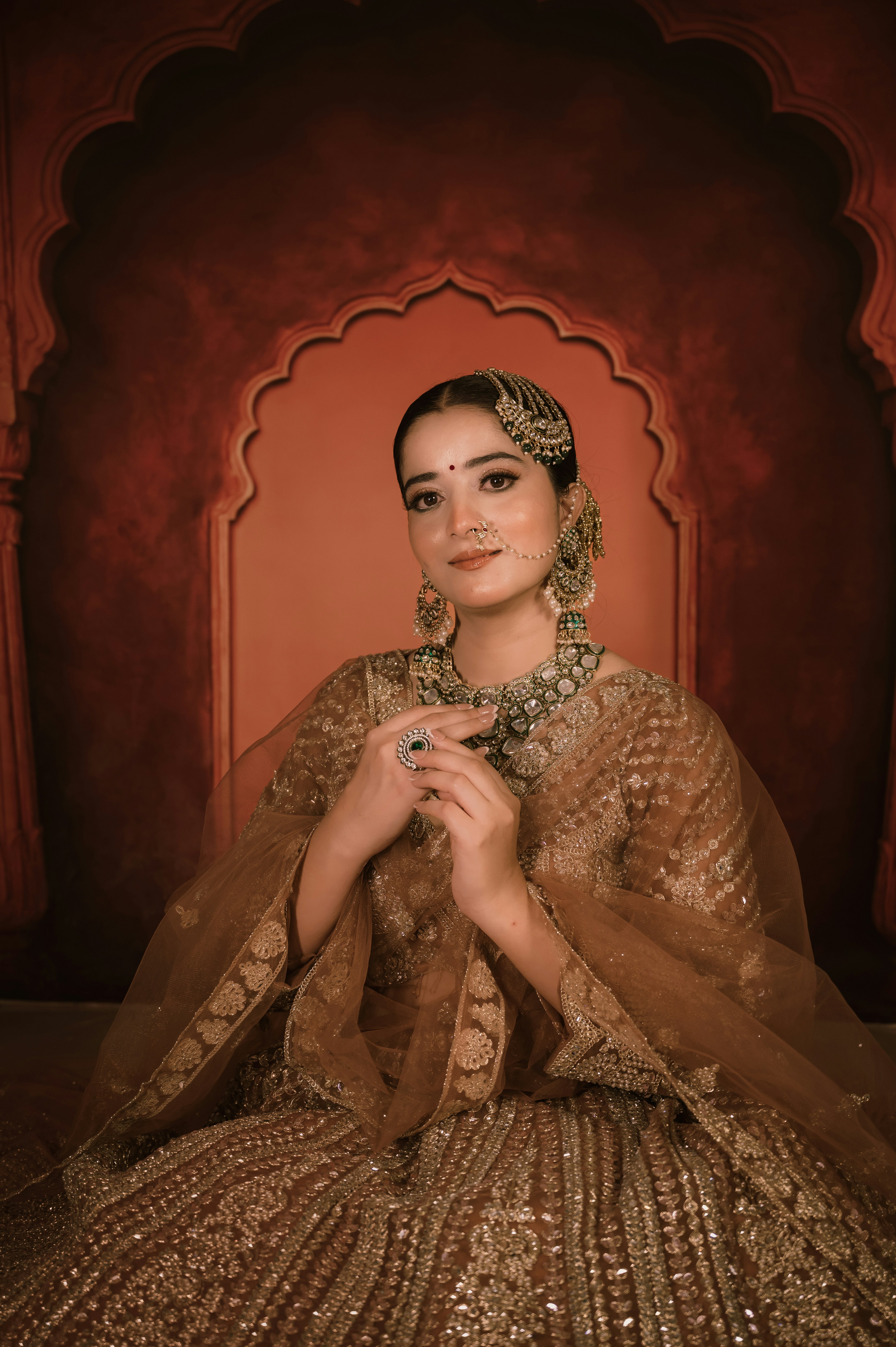 Ornate Bride in Velvet Amber: A Moment of Quiet Radiance