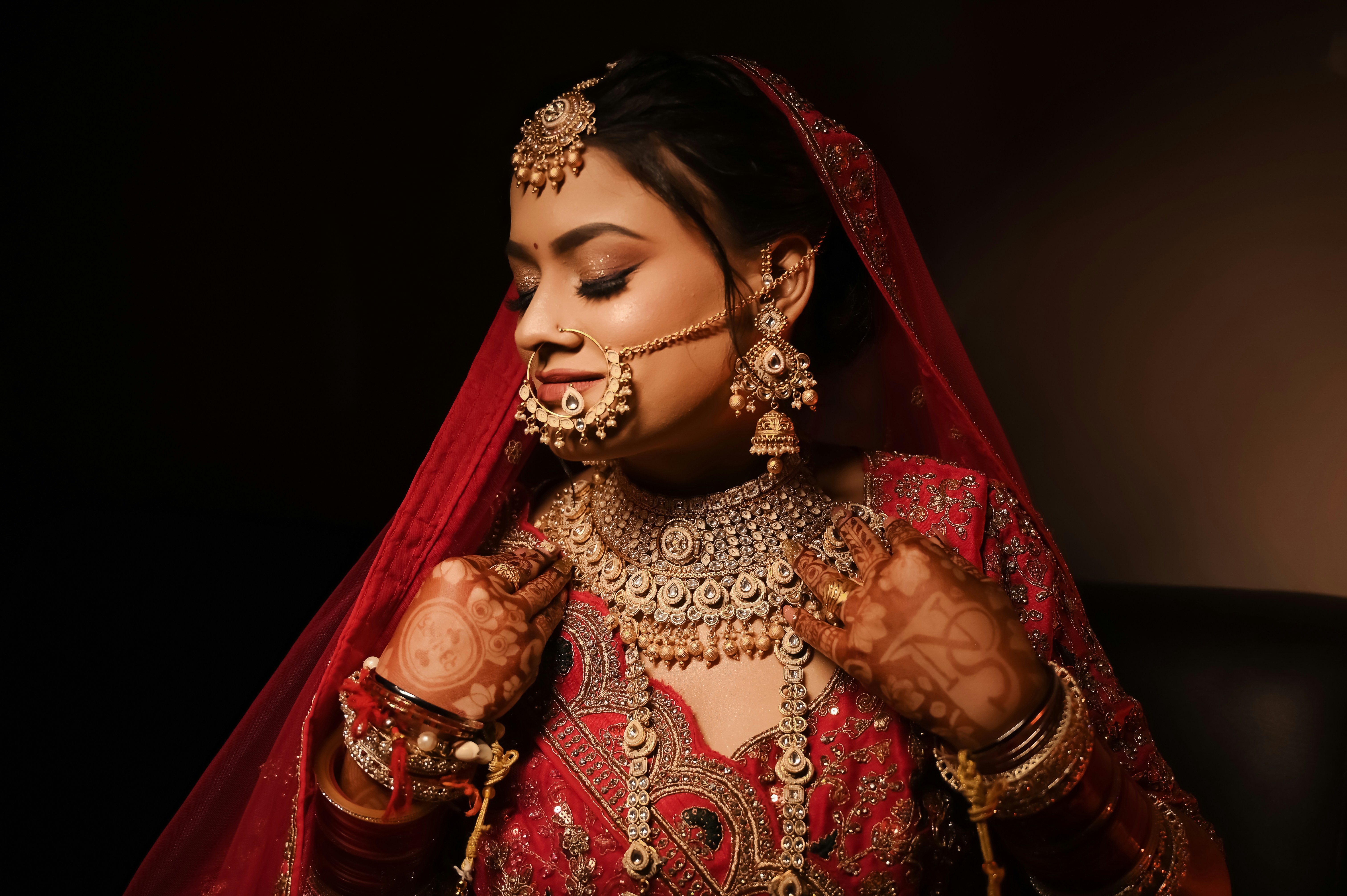 Ornate Bridal Gaze: A Moment of Regal Adornment