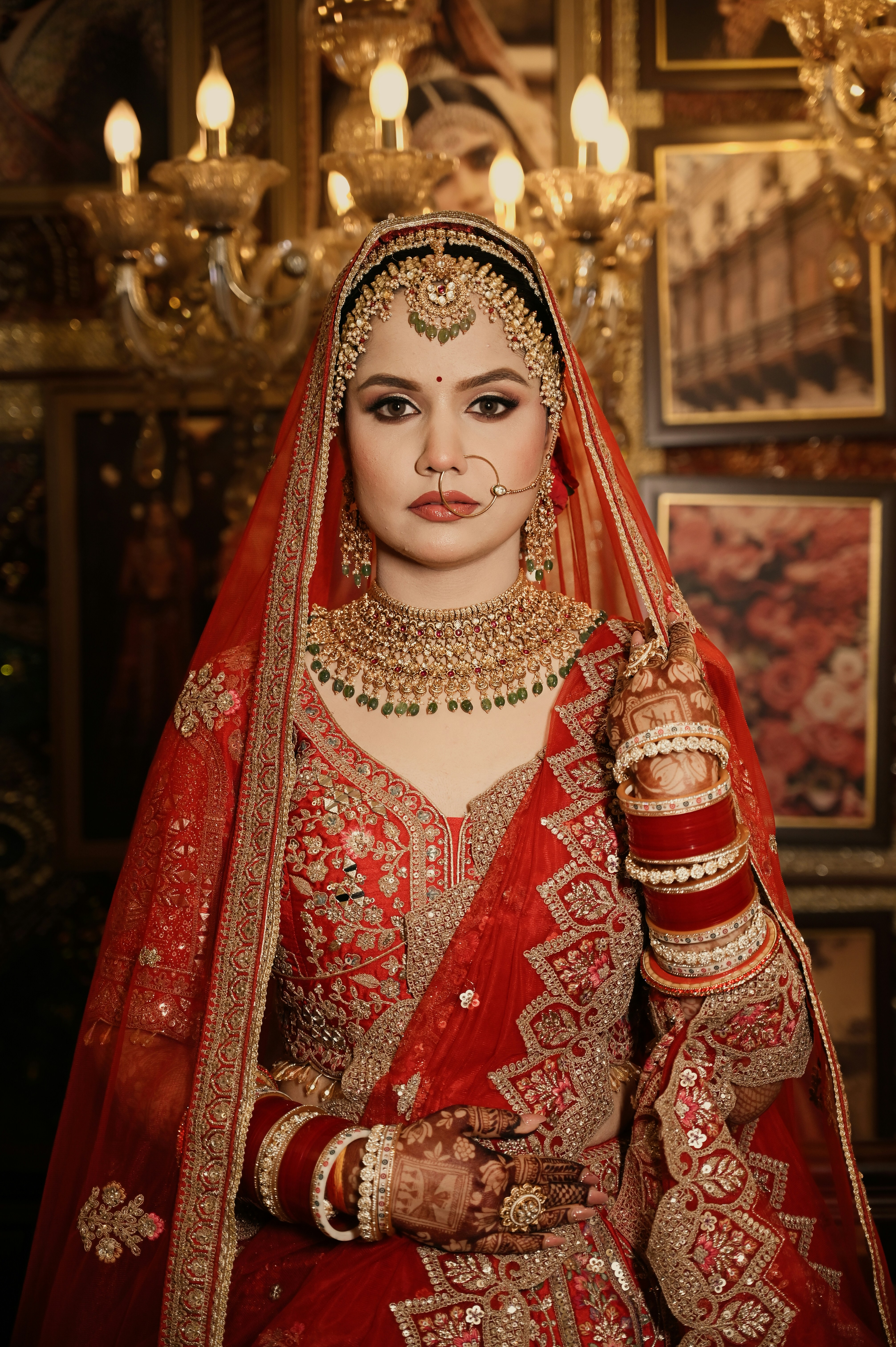 Regal Bride in Red: A Bride’s Jewelry Symphony