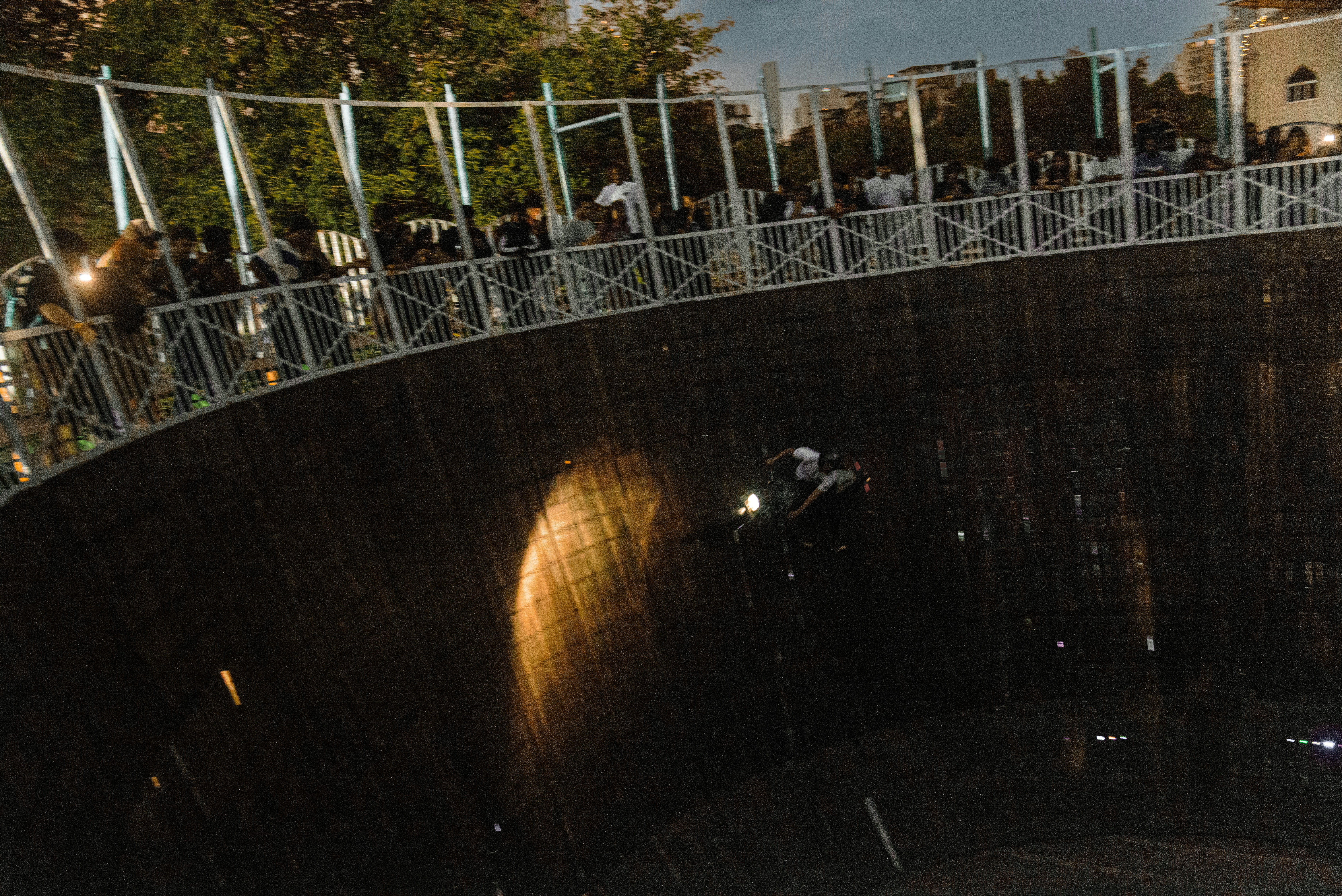 Midnight Descent: A Ring of Darkness Beneath Bright Rails