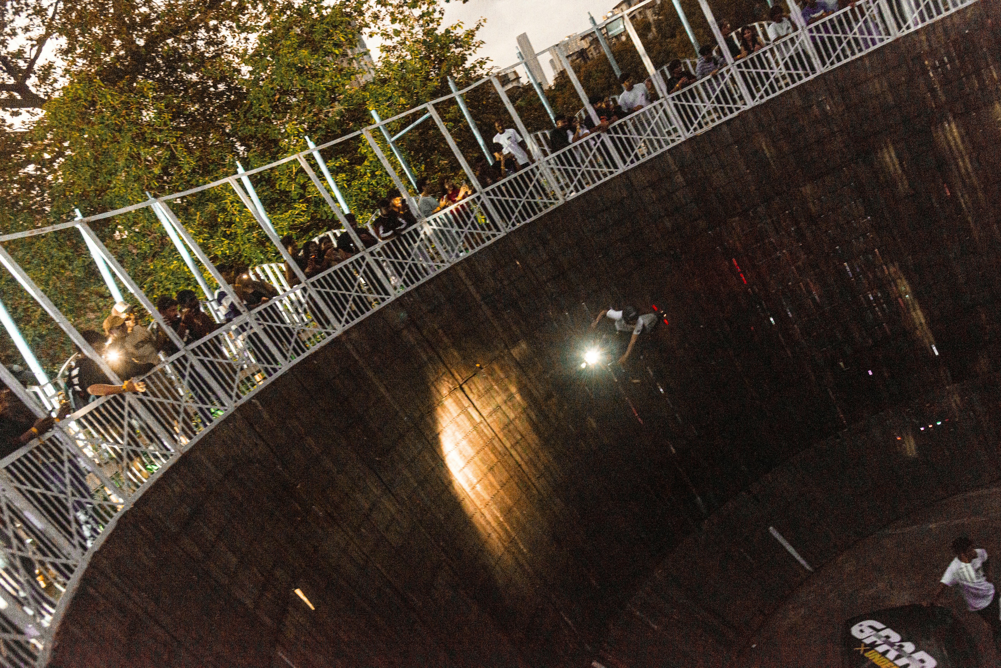 Bridge of Echoes: Onlookers Over a Circular Arc