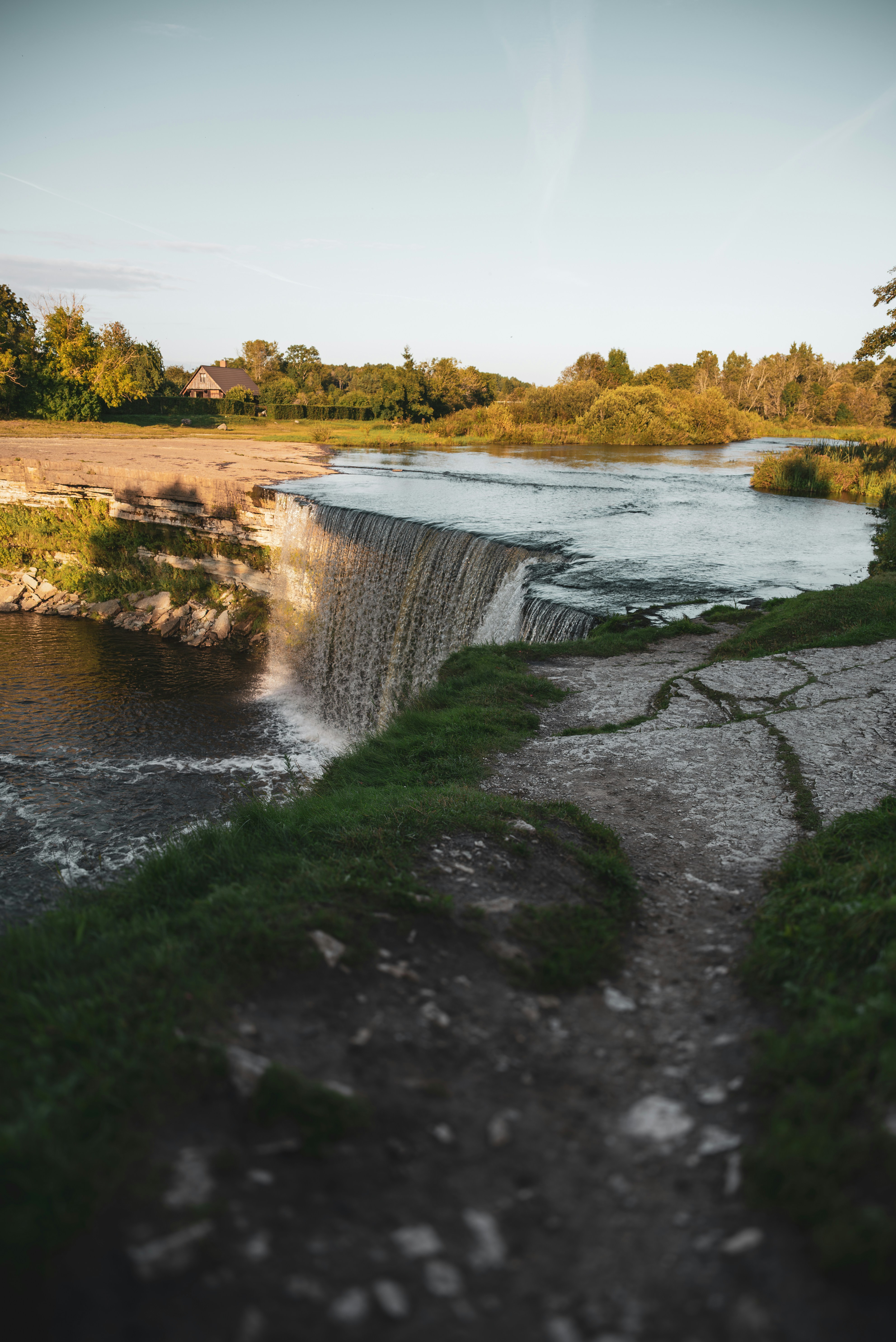 Sunlit Falls at the Edge of the Path