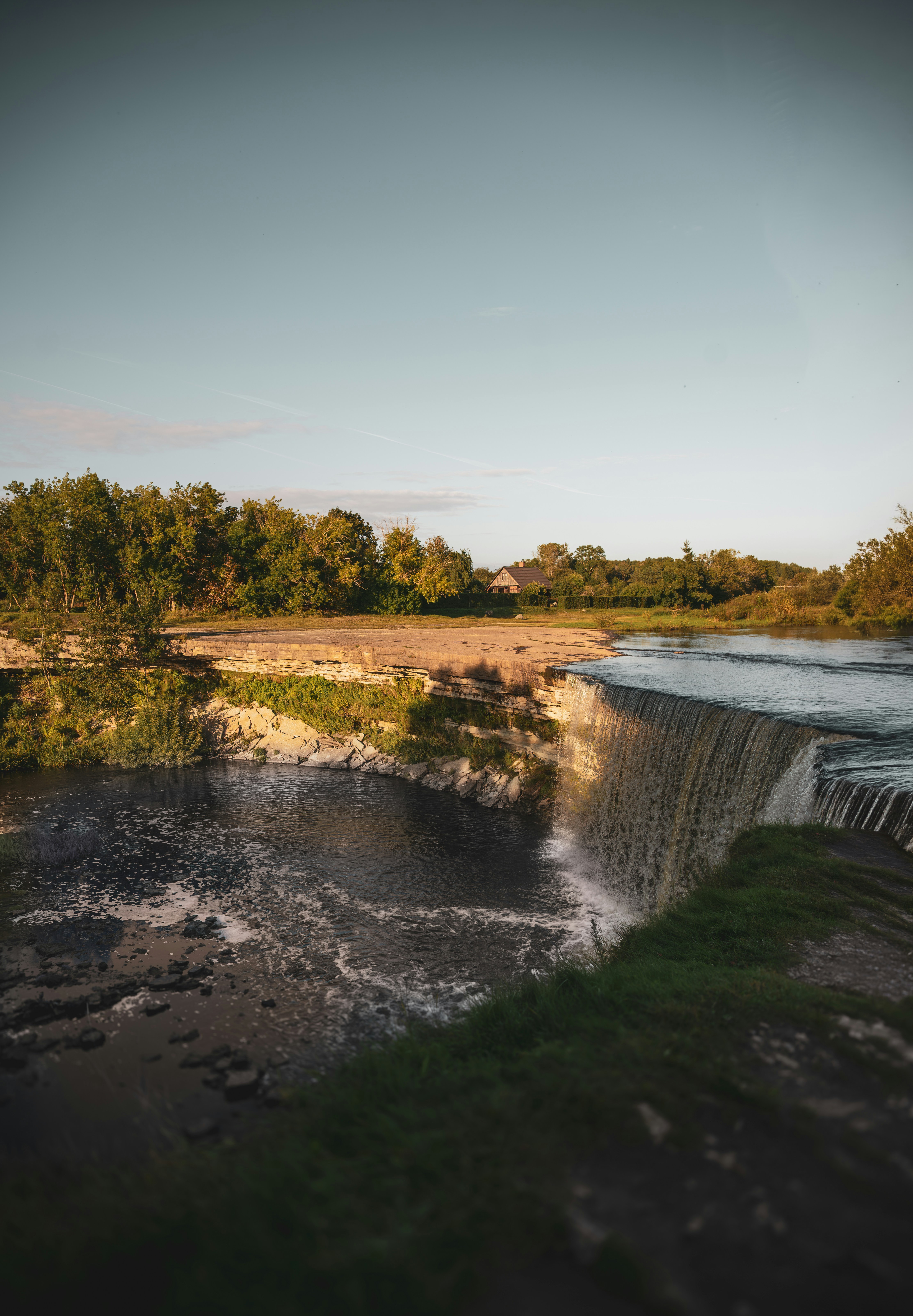 Dormant Riverbend: A Quiet Sunset Over the Spillway