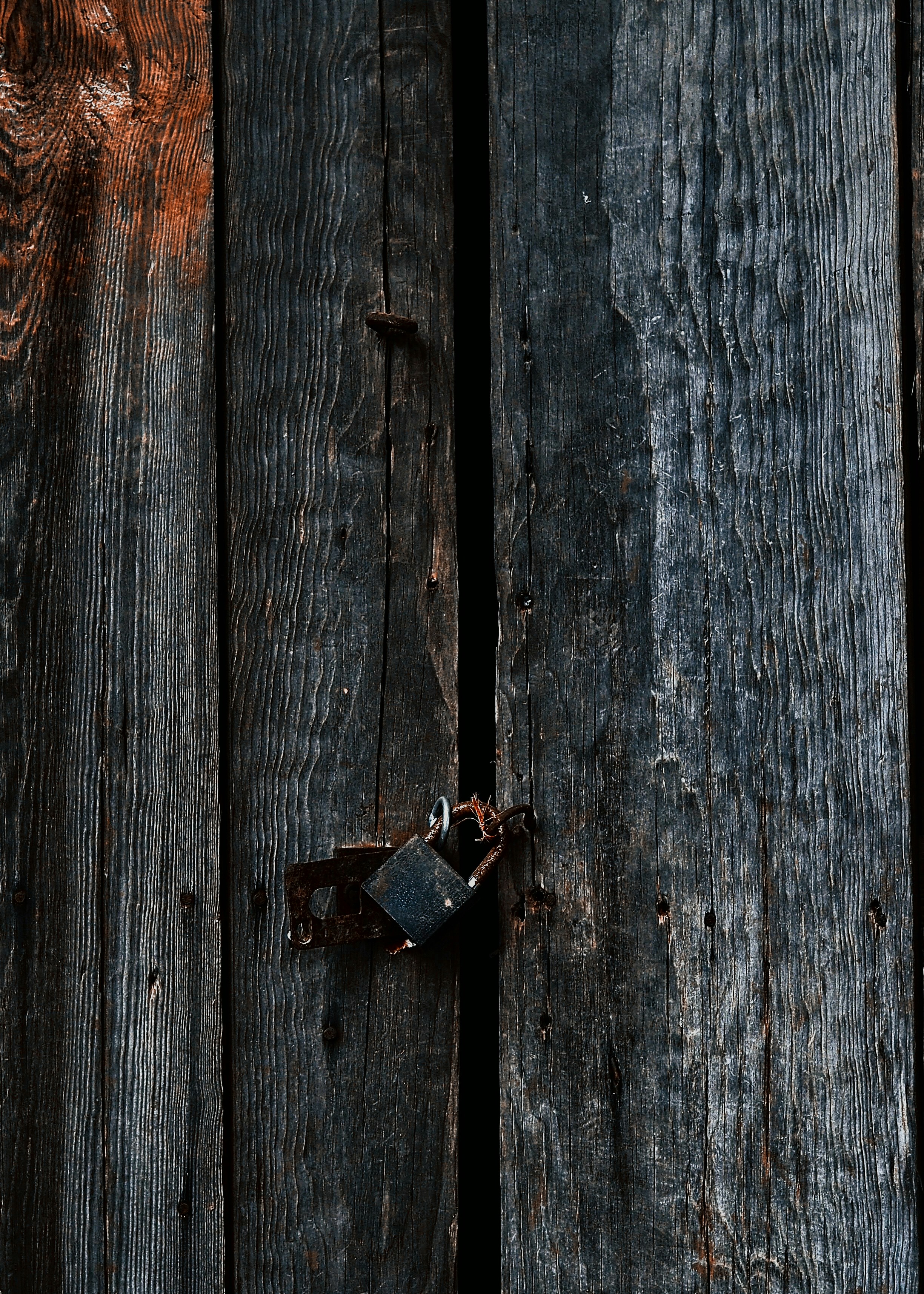 Weathered Lock on Midnight Wood