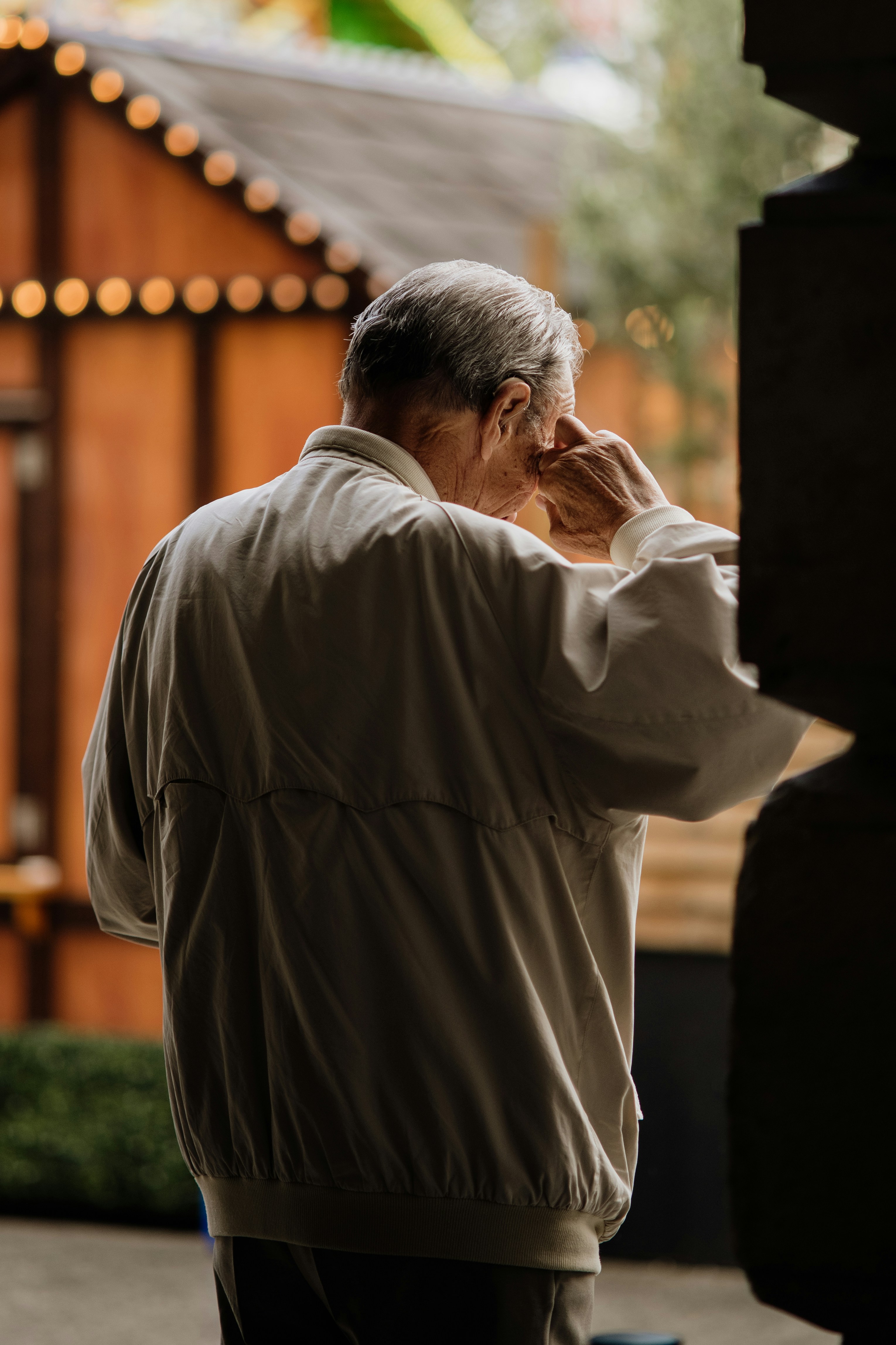 Quiet Moment: The Elderly Groomed in Soft Evening Light