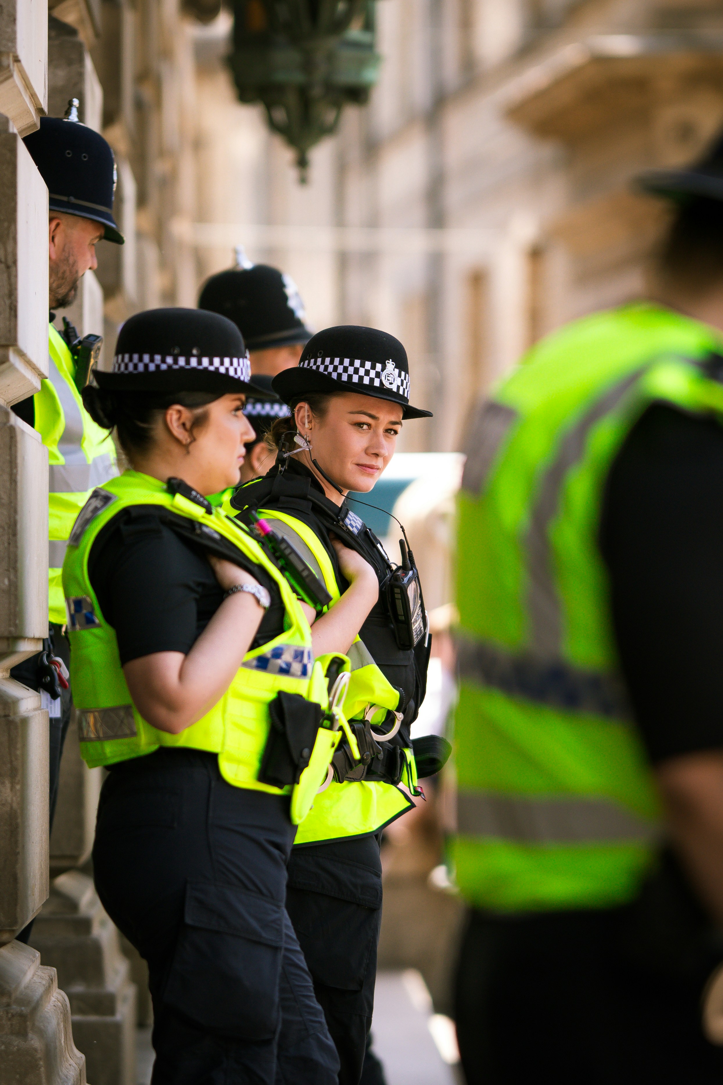 Police Lineup in Neon Vests