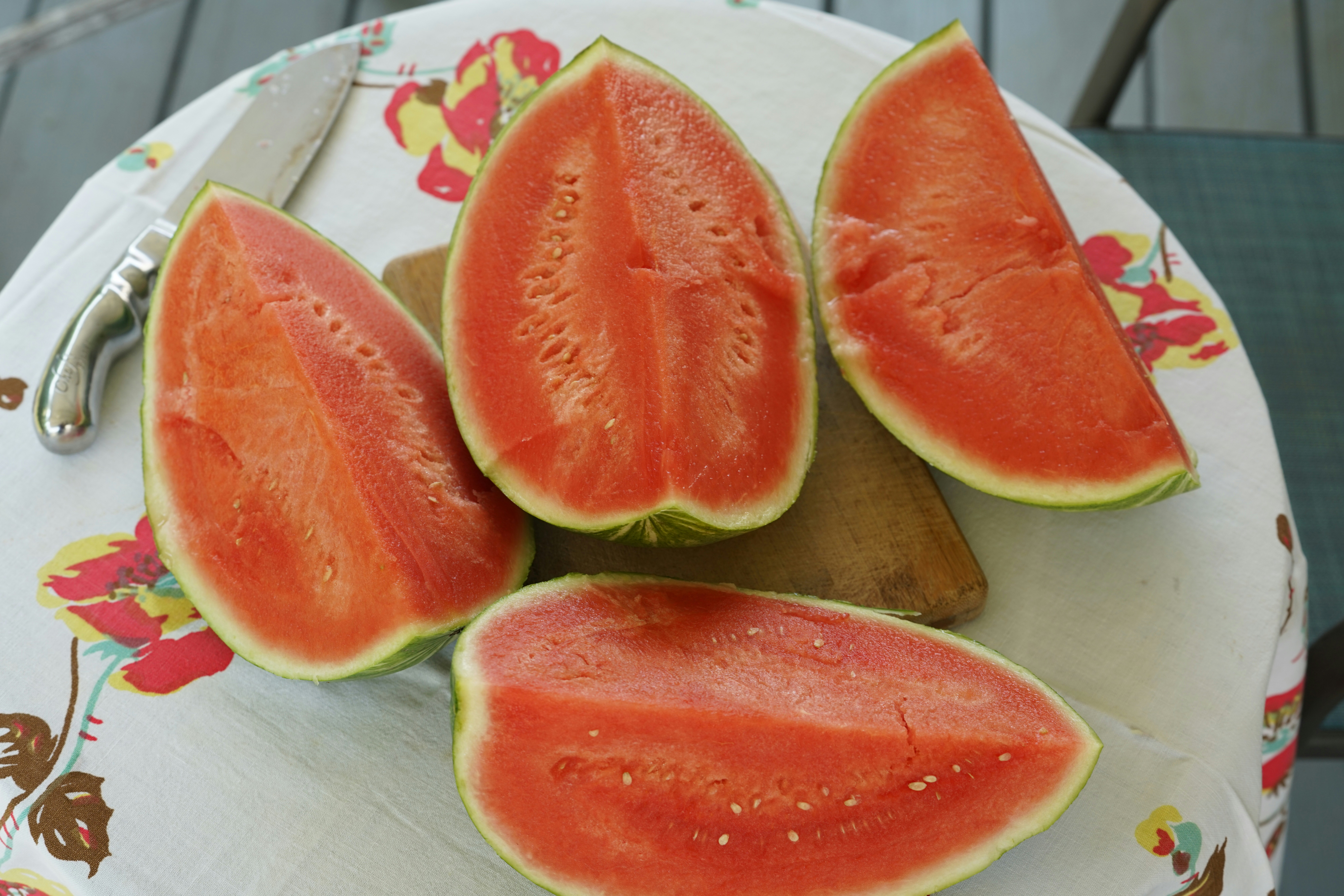 Sliced Watermelon Song: Fresh red wedges on a patterned plate