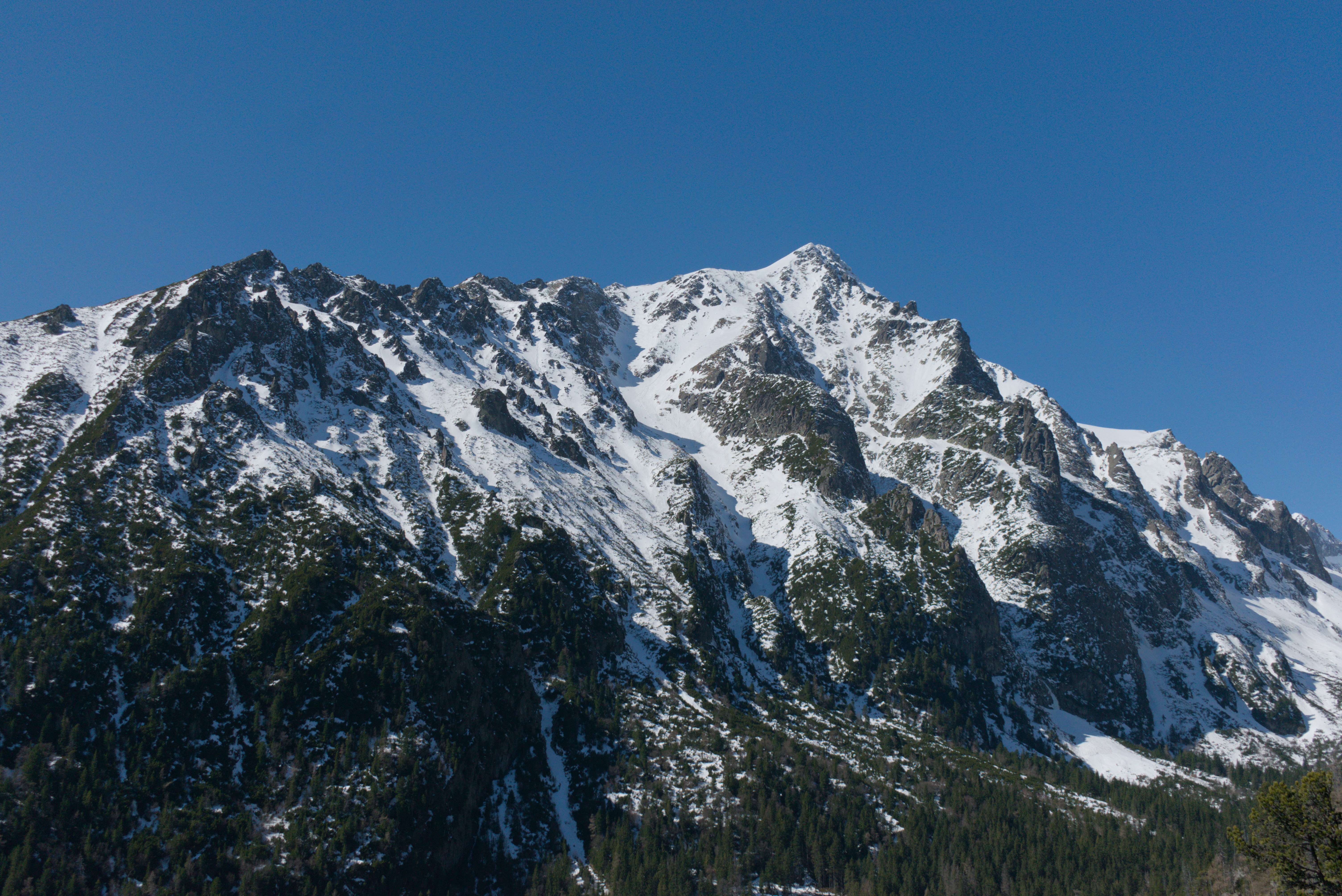Snow-capped Ridge Under Clear Alpine Sky