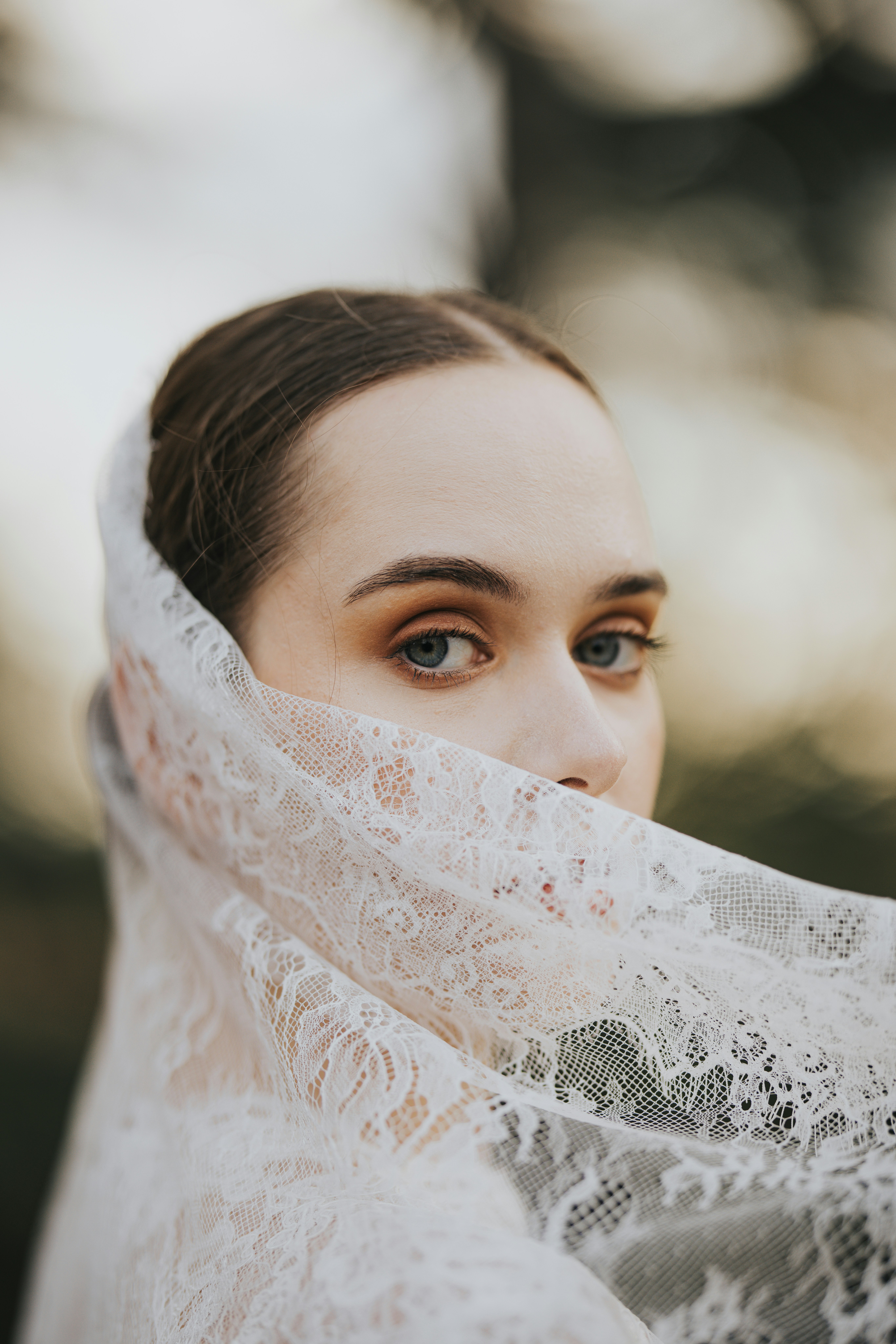 Veiled Gaze: Lace, Light, and a Whisper of Spring