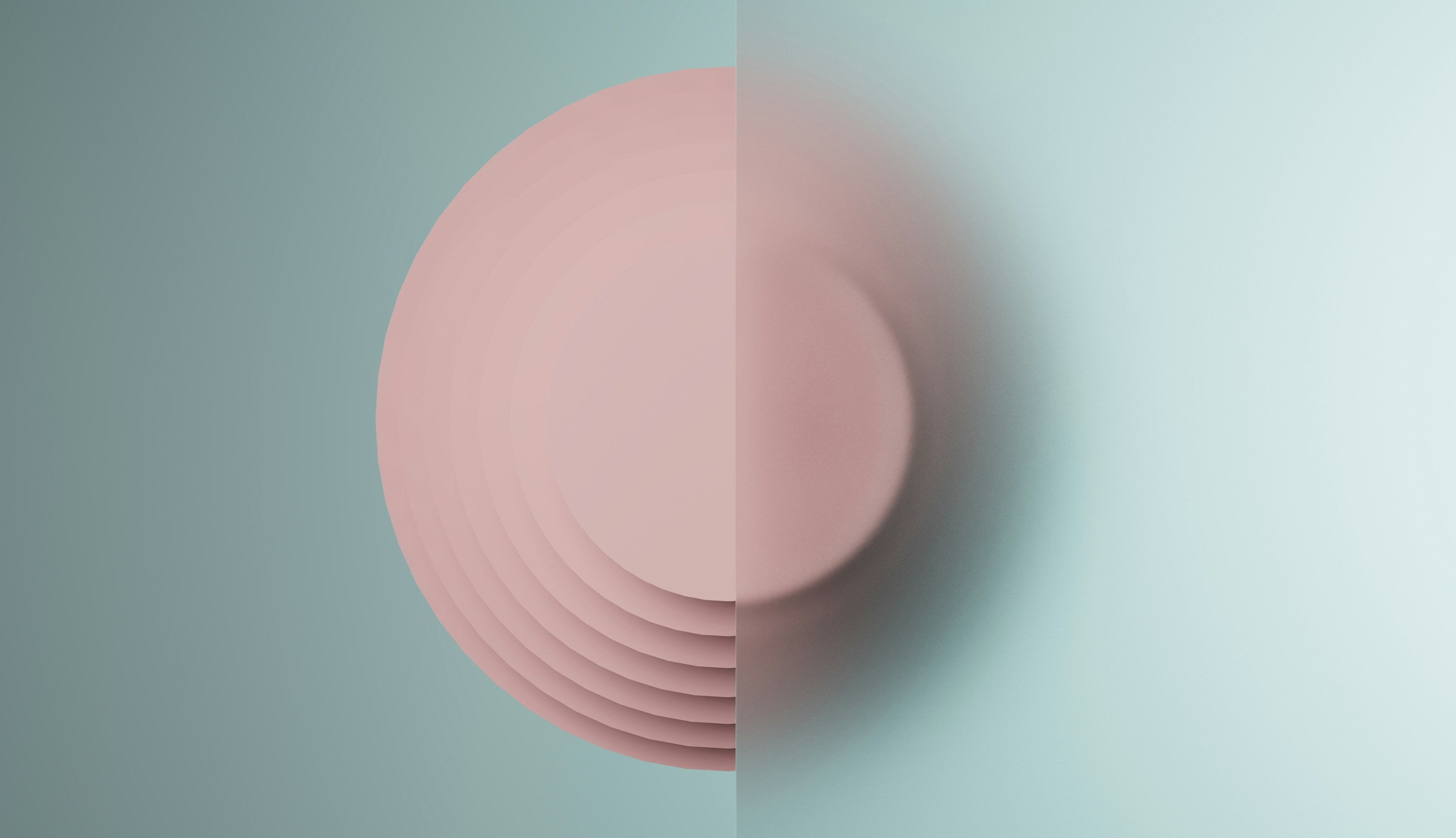 Concentric Echo: A Soft Pink Ring Recedes into Mint Shadow
