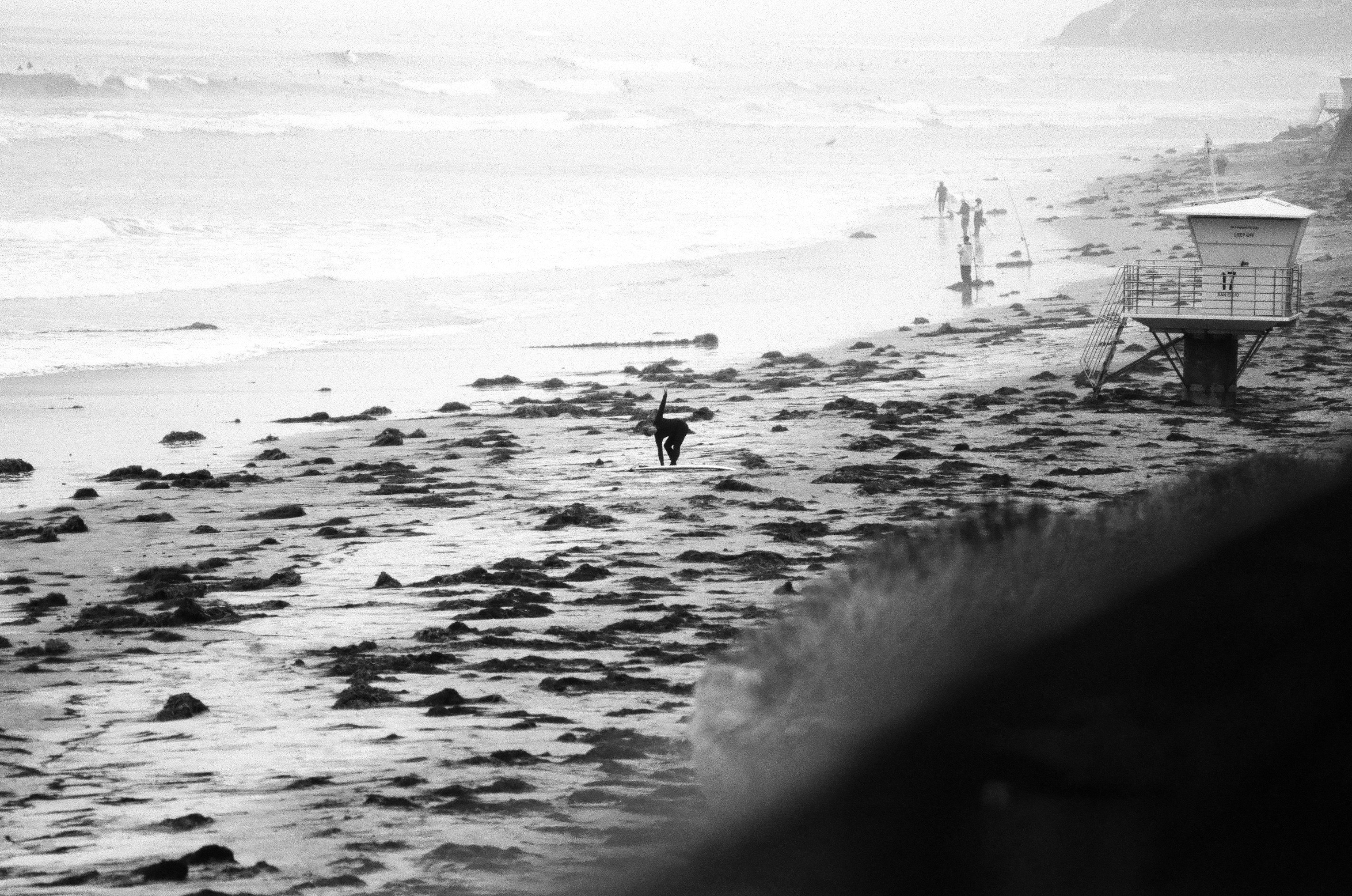 Lonely Surfer on a Shimmering Shoreline