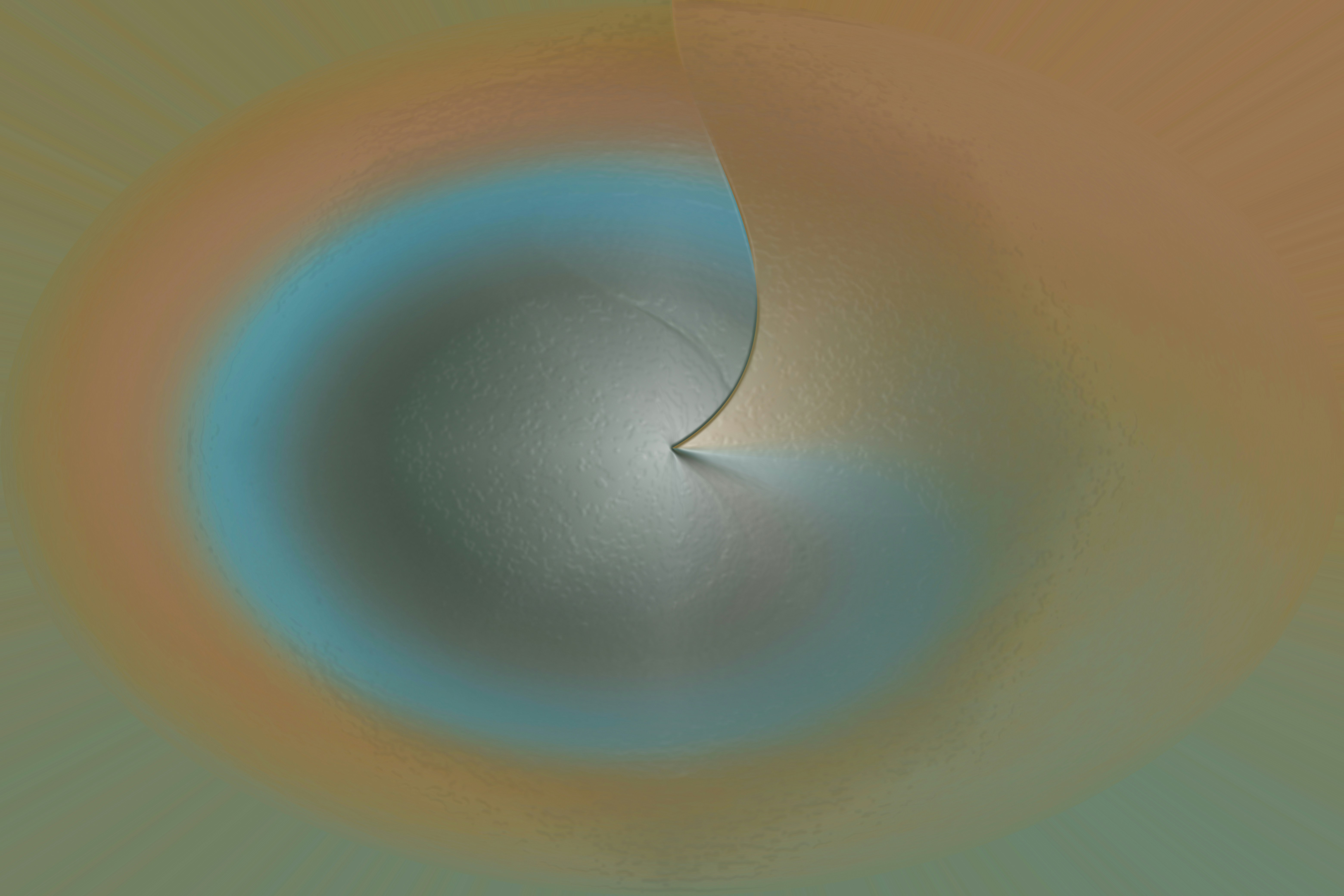 A swirling abstract pattern of blue and tan tones with a central point