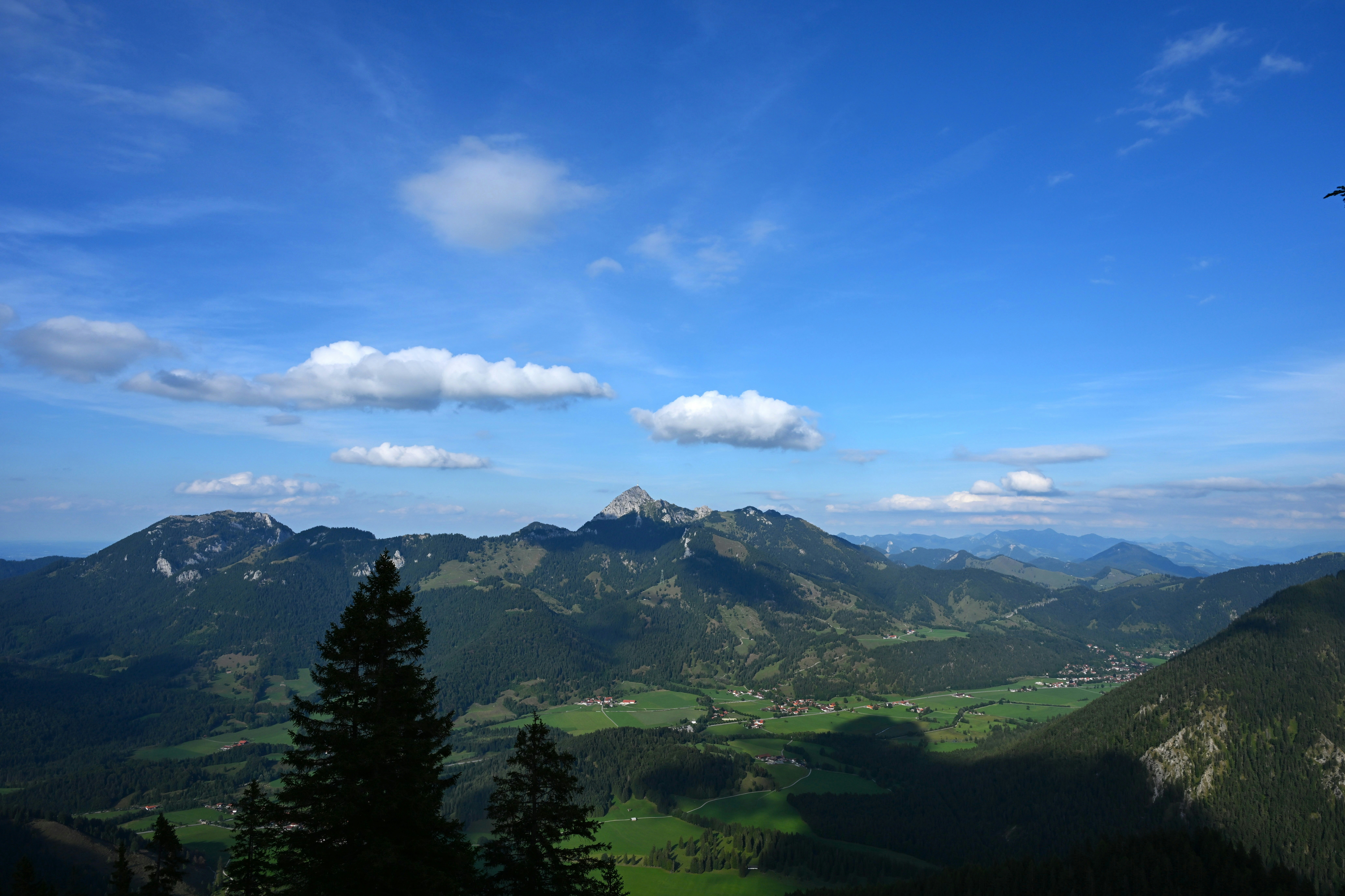 Valley Panorama Under a Wide Blue Sky