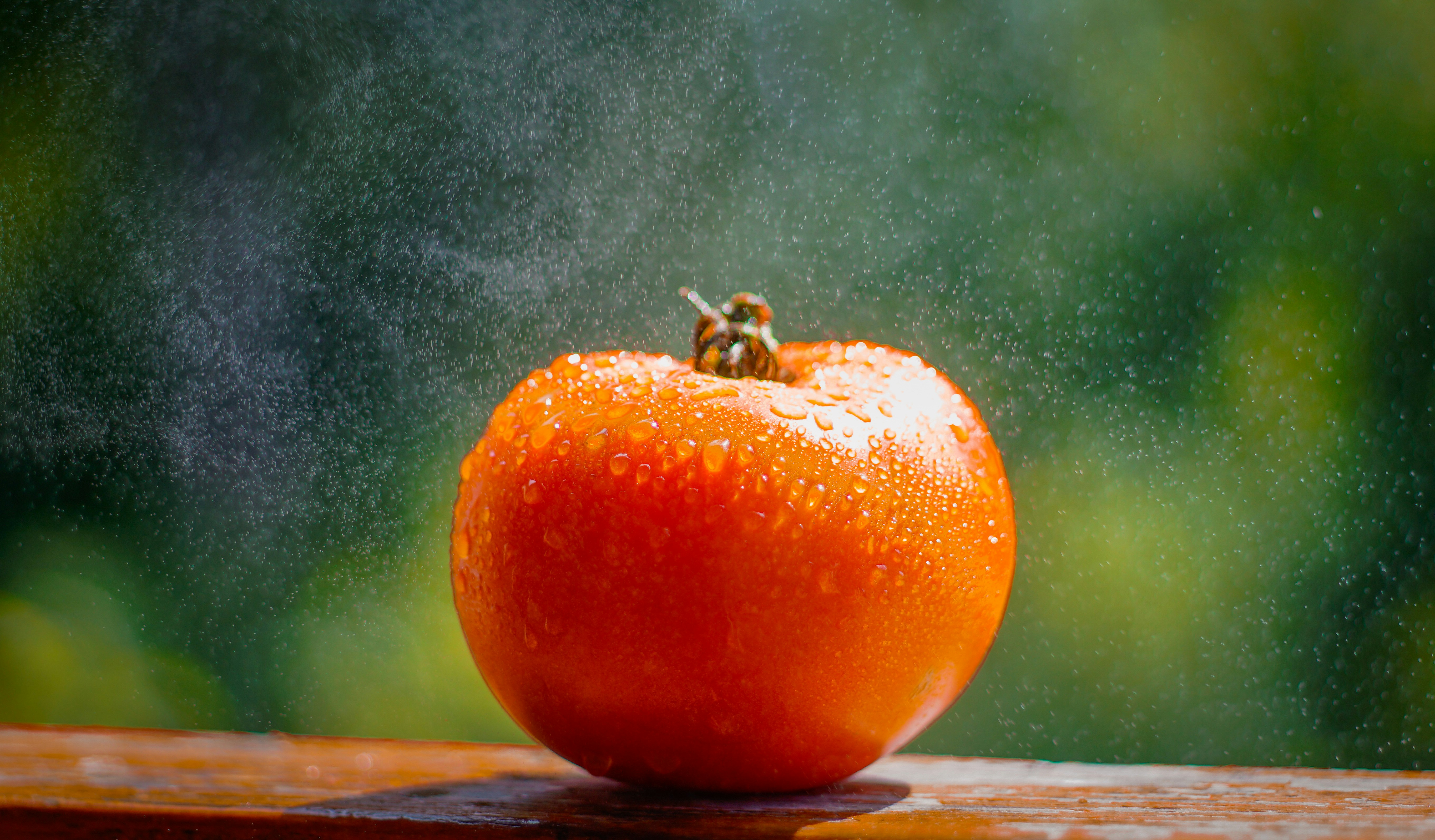 Juicy Spotlight: An Orange on a Rain-Kissed Table