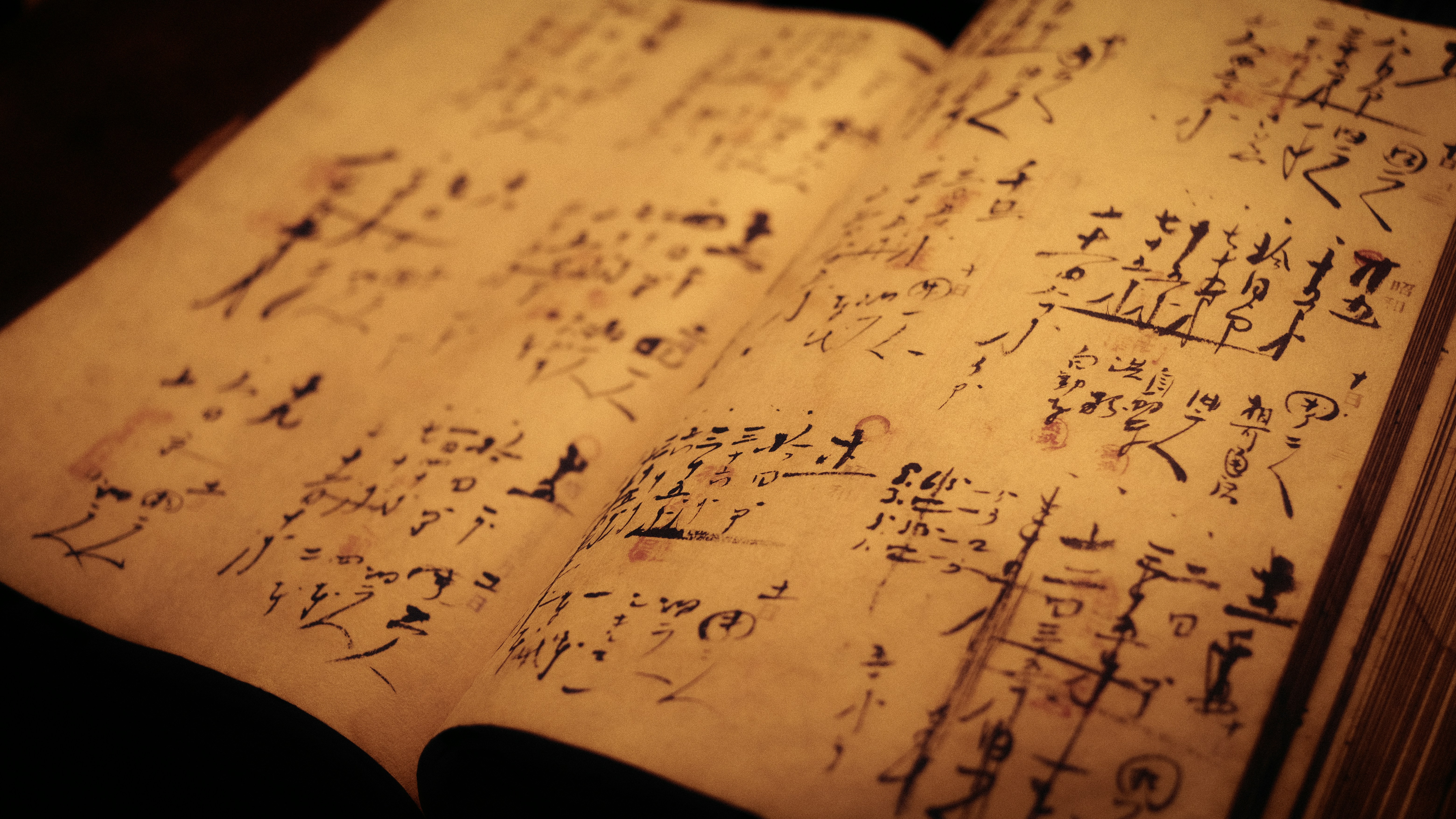 Open manuscript with handwritten annotations and mathematical markings on parchment; study-focused page layout and ink strokes. The page shows dense calligraphy and numerical notation, suggesting scholarly work.