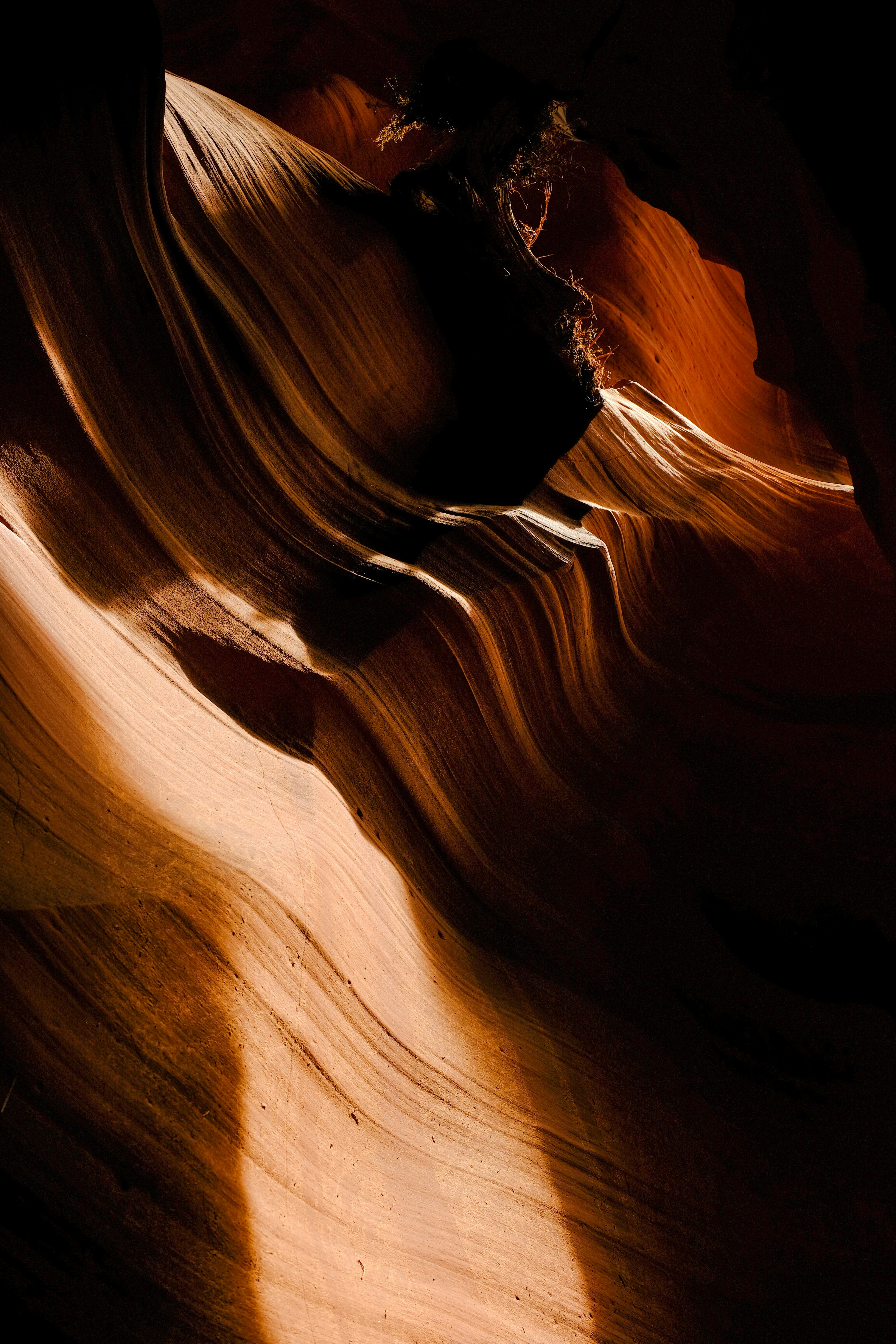 Echoes of Curved Light: Desert Canyon in Warm Ember Tones