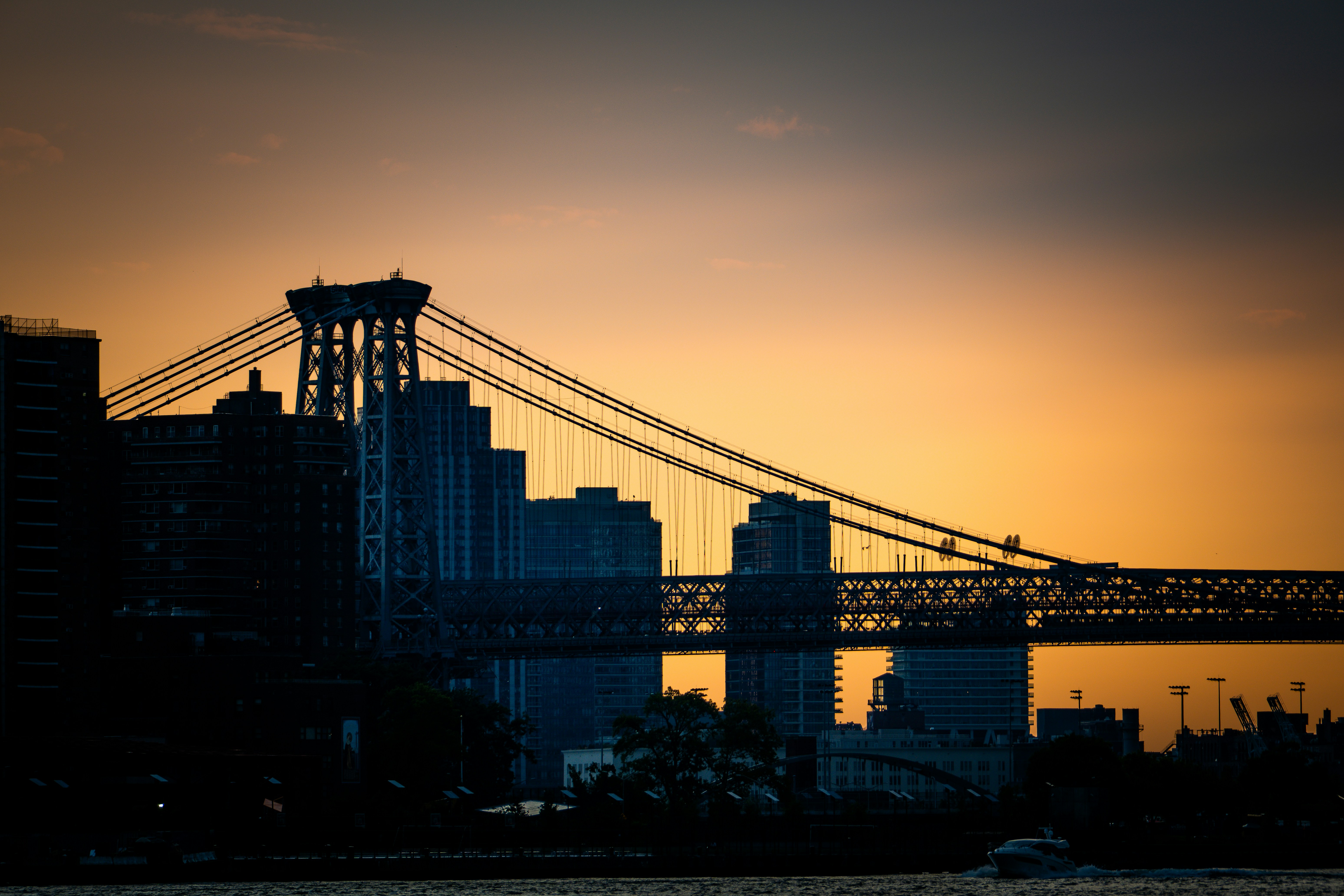 Golden Horizon over the City: Bridges at Dusk