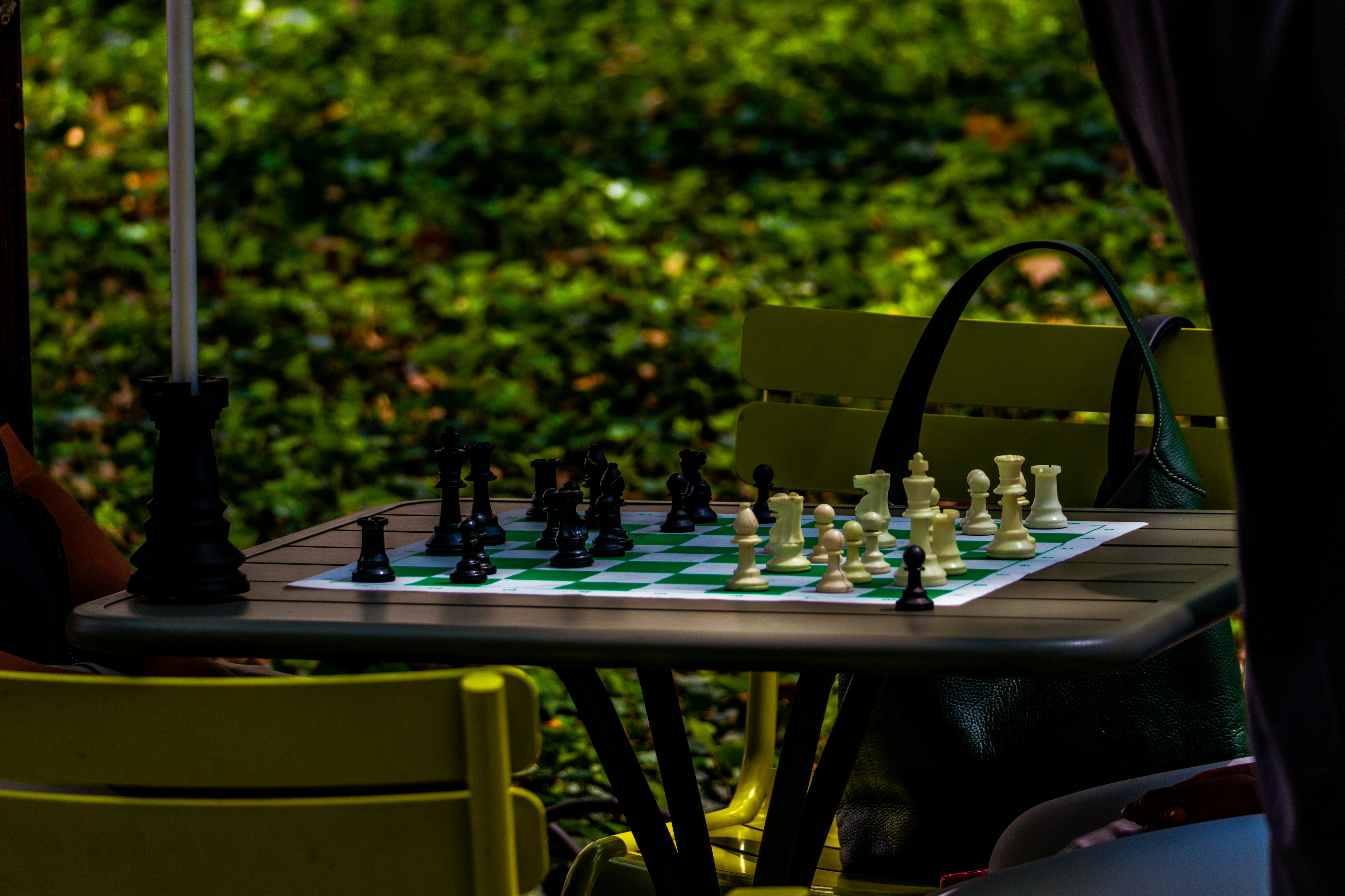 Undershade Chess: Quiet Afternoon at a Garden Café