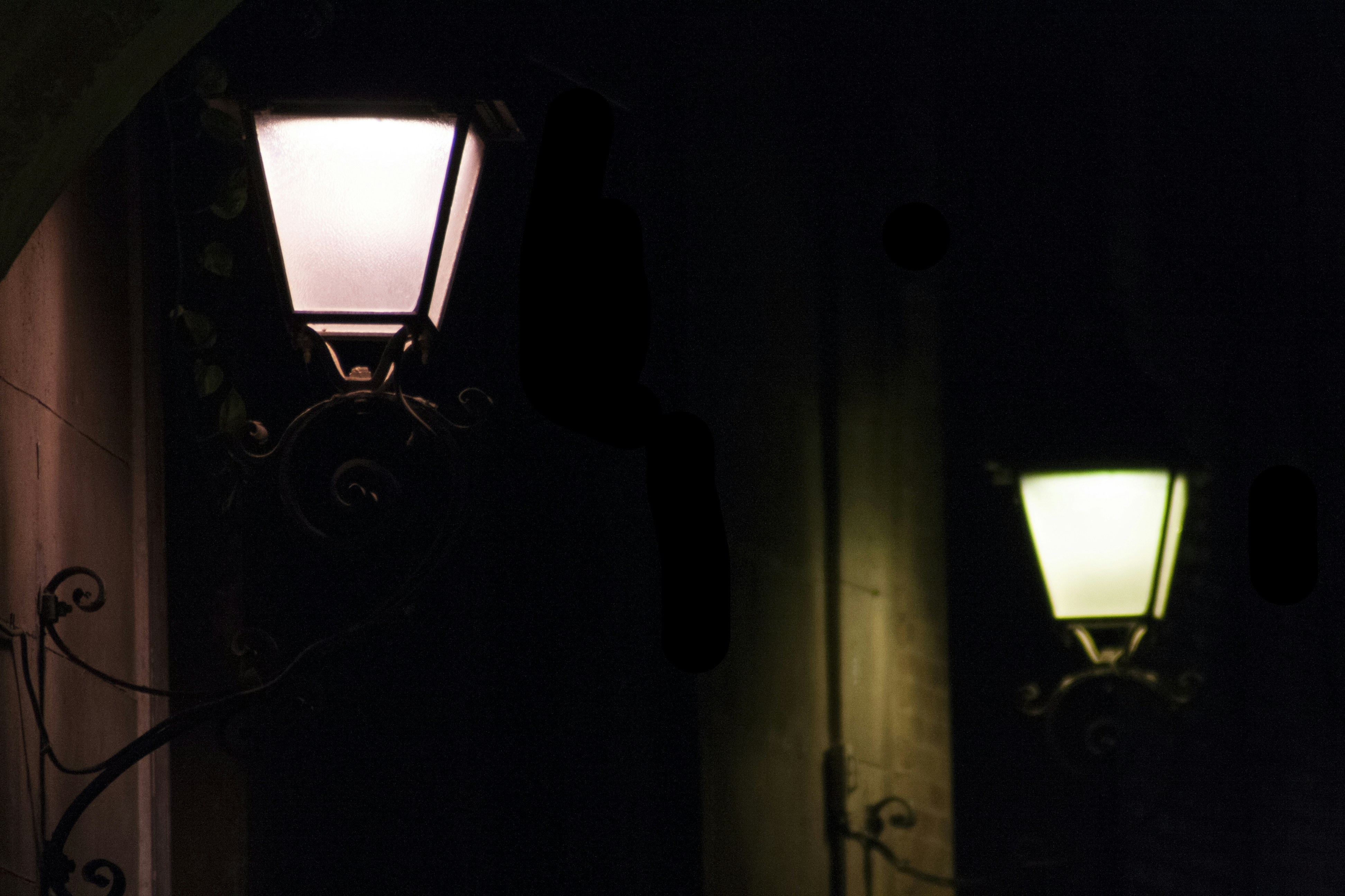 Night lanterns lining a quiet alley