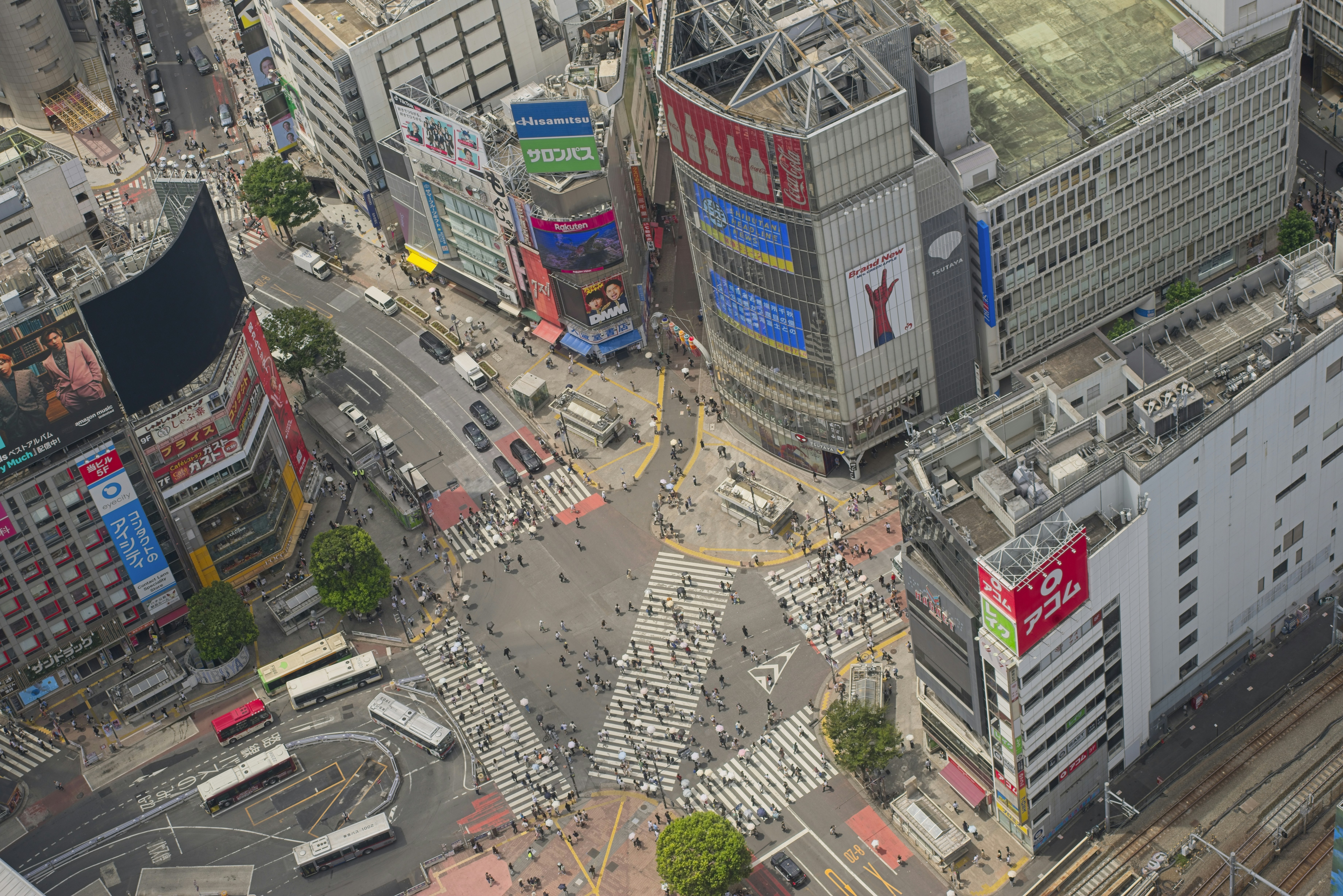 Crossroads of Neon and Steel: Aerial Pulse Over Timeless Crosswalks