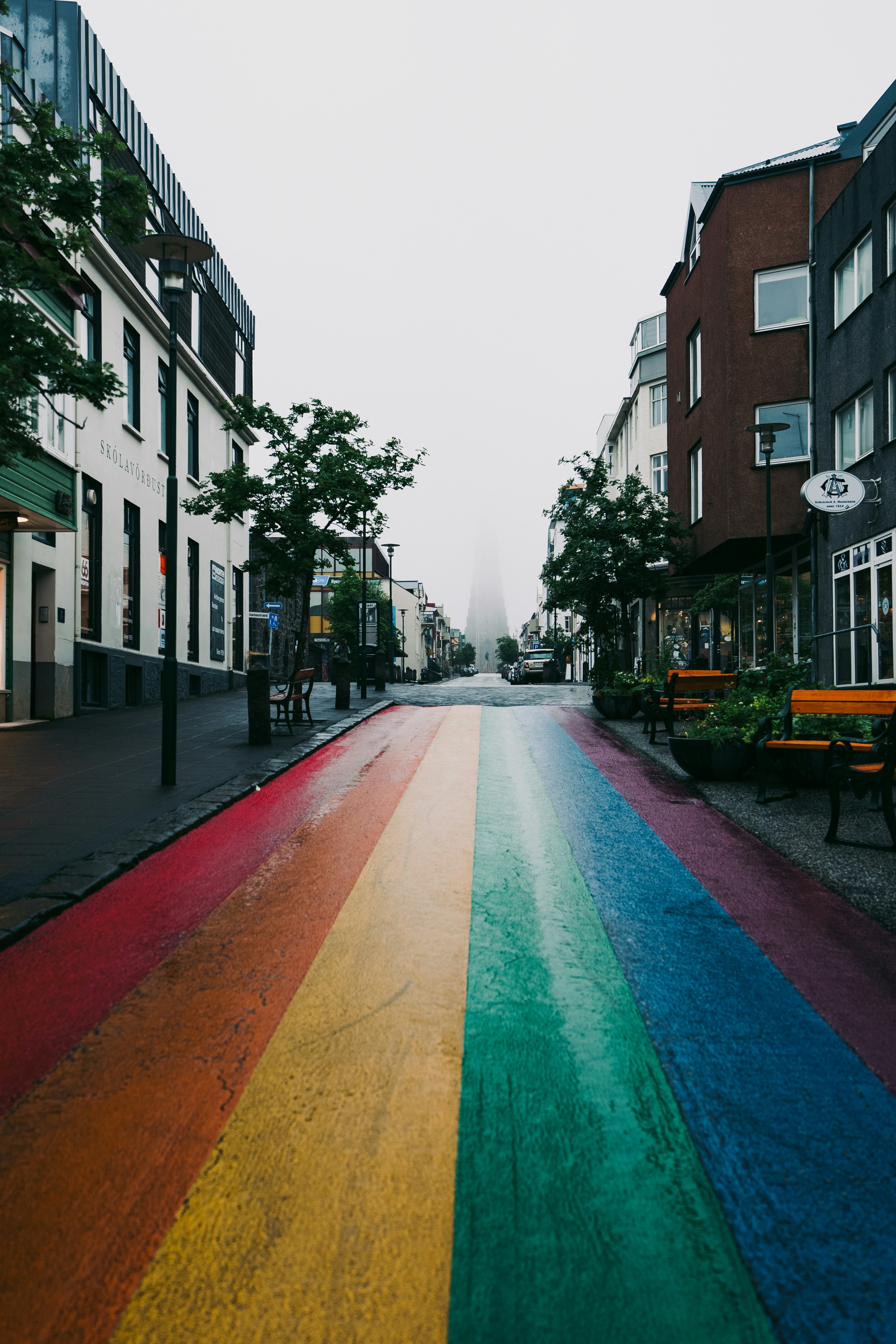 Chromatic Avenue: A Rainbow Road Cuts Through a Quiet City Street