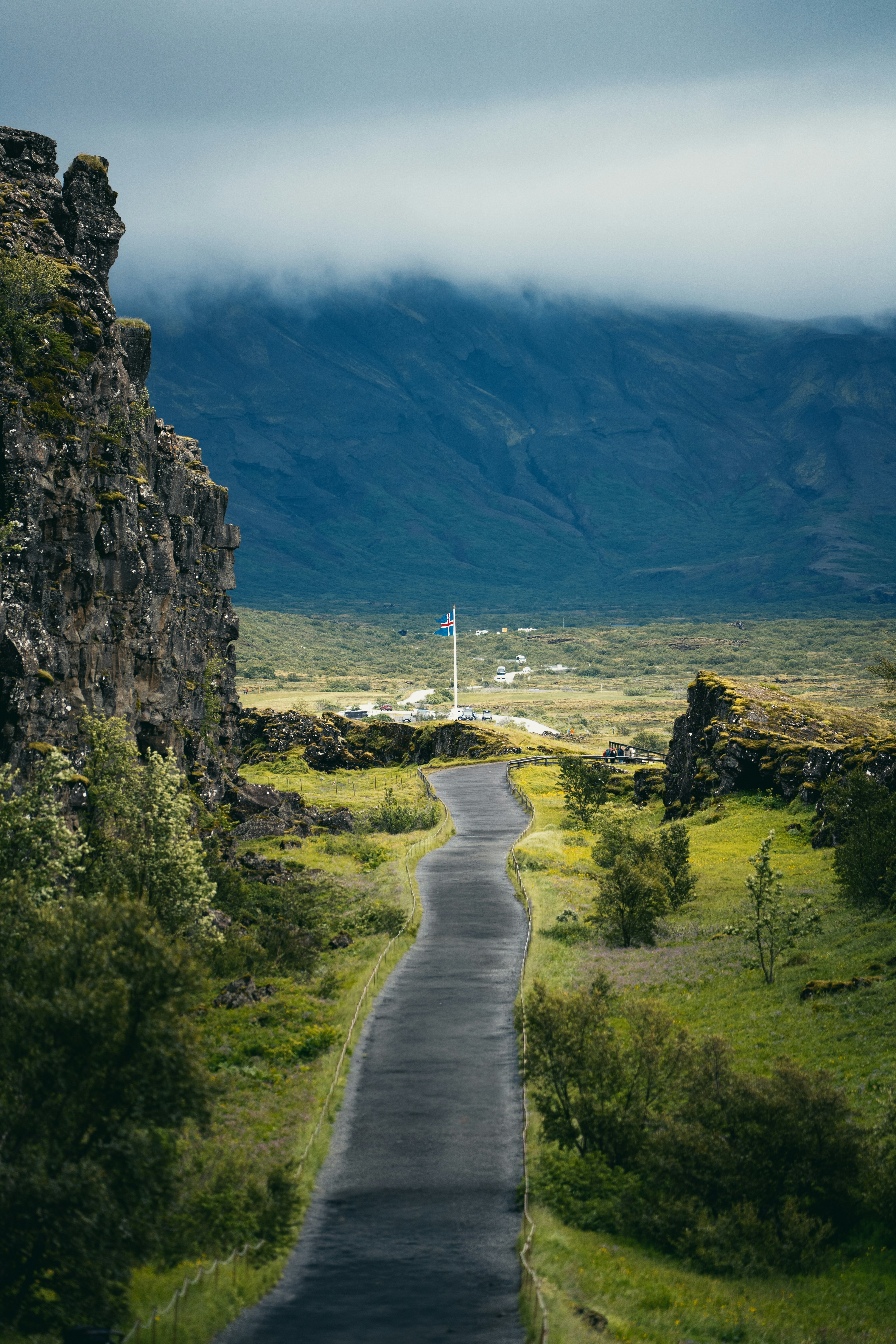 Winding Road through a Rugged Icelandic Valley