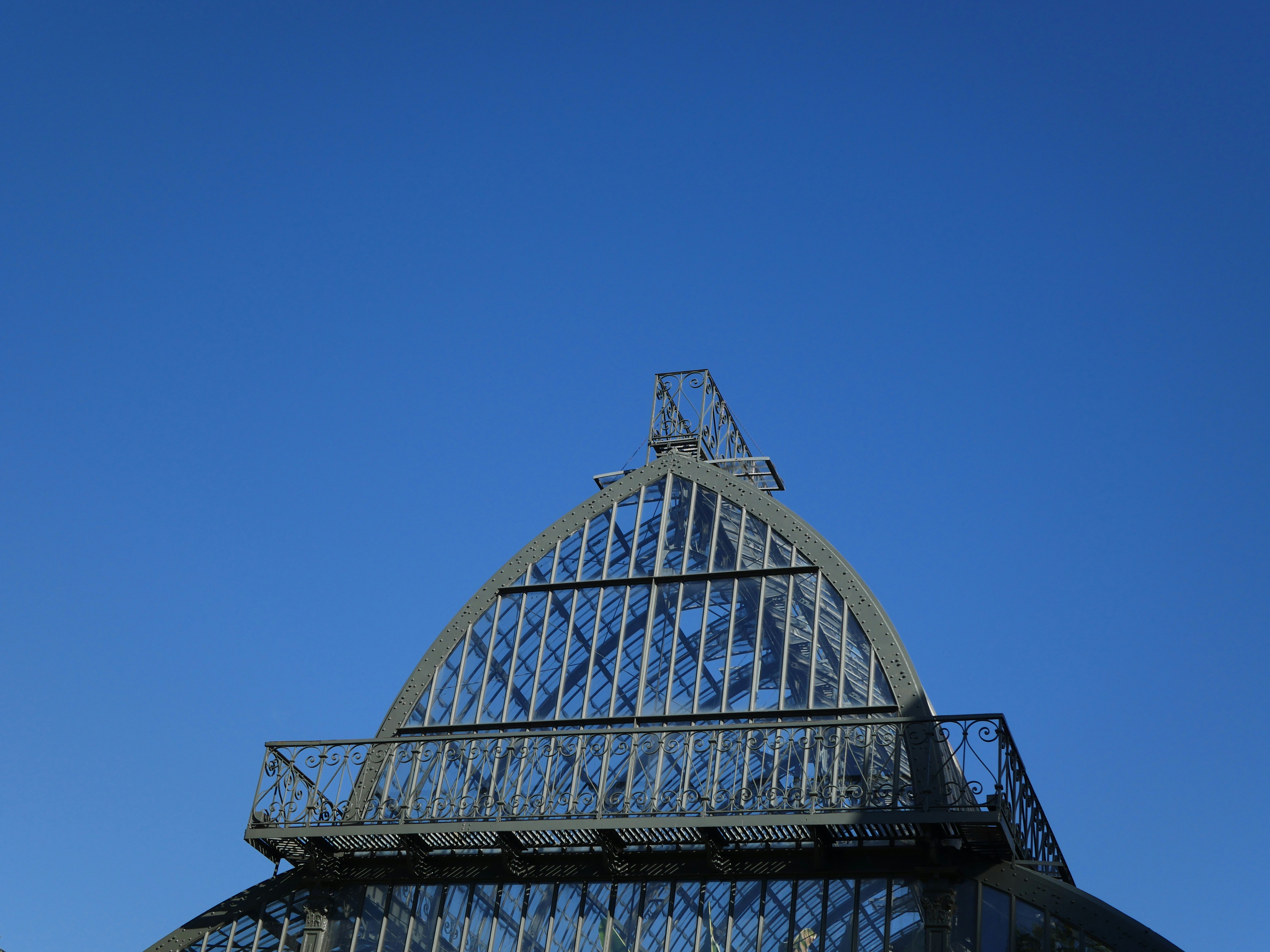 Gothic Glassed Arch Rises into a Clear Sky