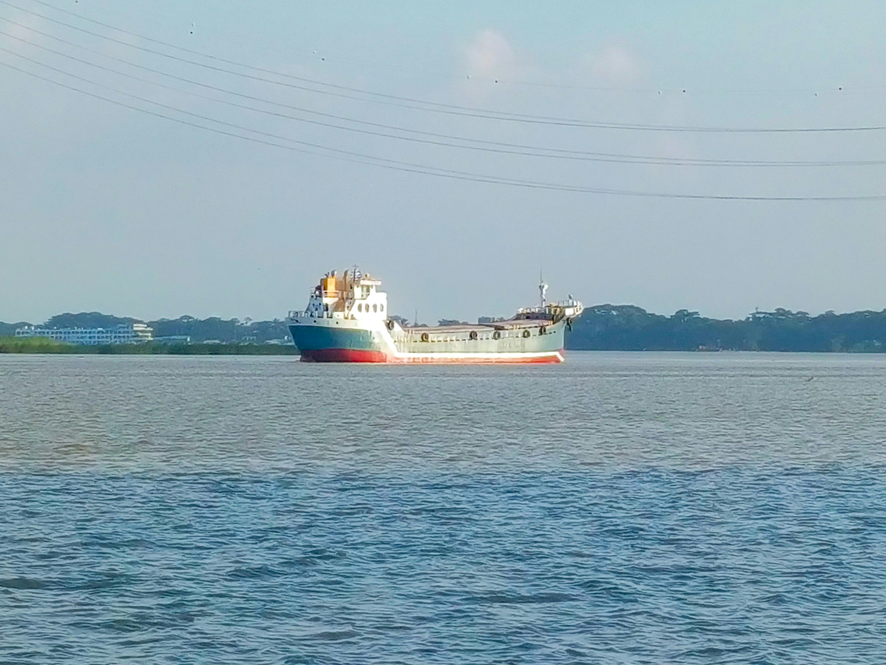 Coastal Vessel Drifting in Calm Waters